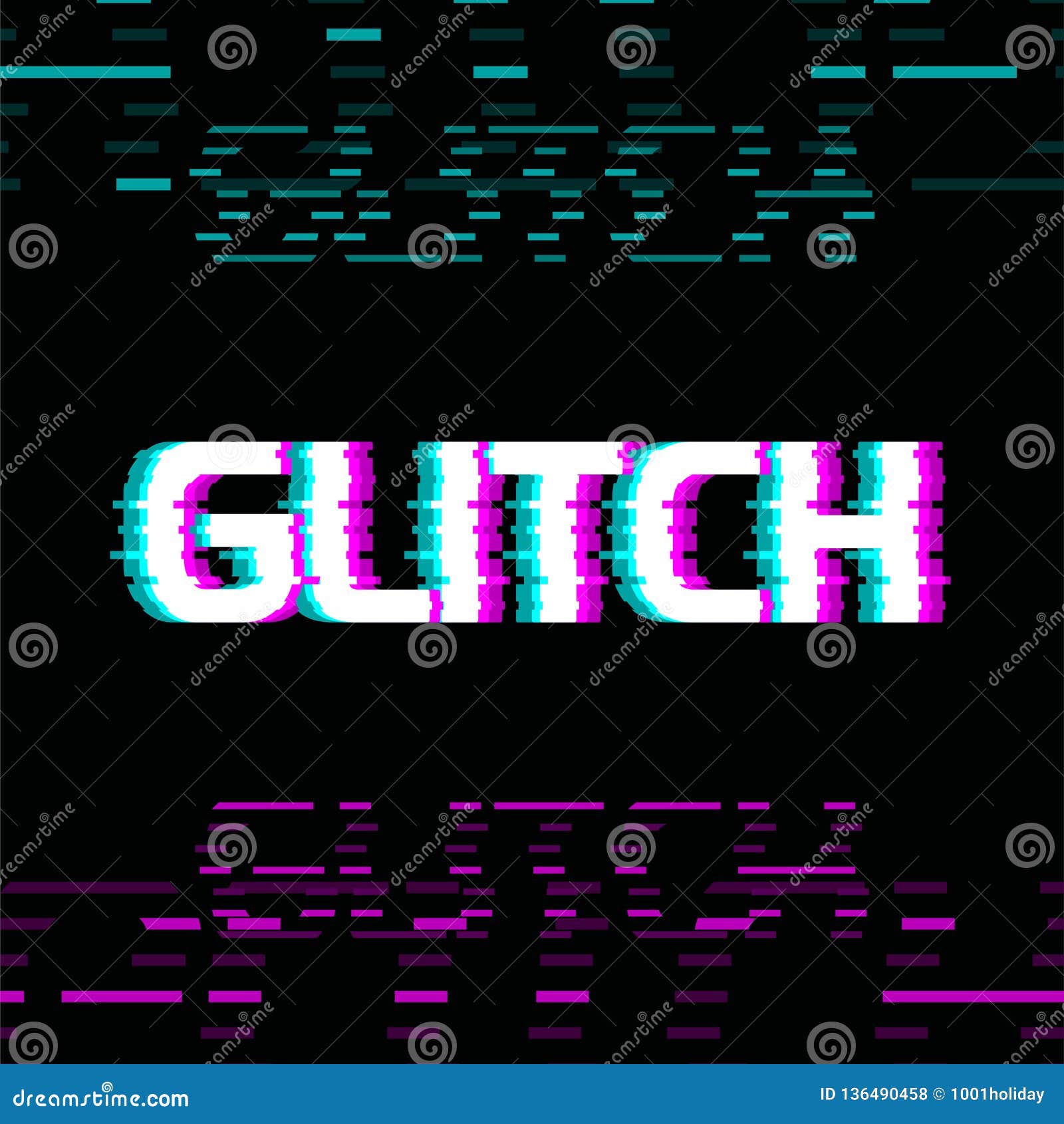 Glitch Effect Colorful Vector Illustration on Dark Stock Vector ...