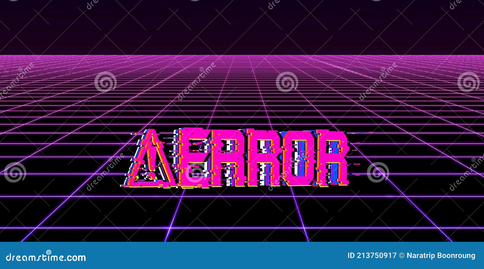 Glitch Effect Computer Danger Symbols Cyberpunk Concept 80`s Neon Tone ...