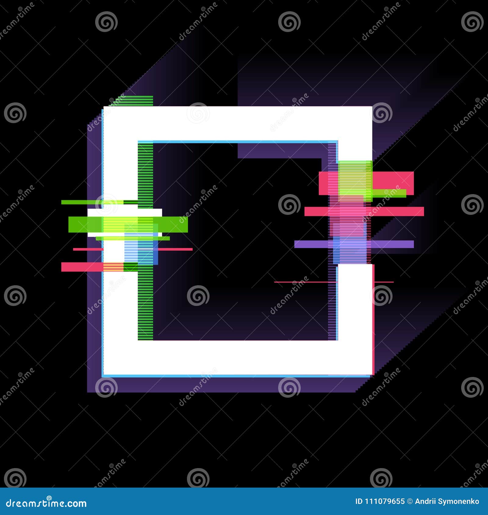 Glitch Effect Frame, Modern Style Design Elements. Vector Illustration ...