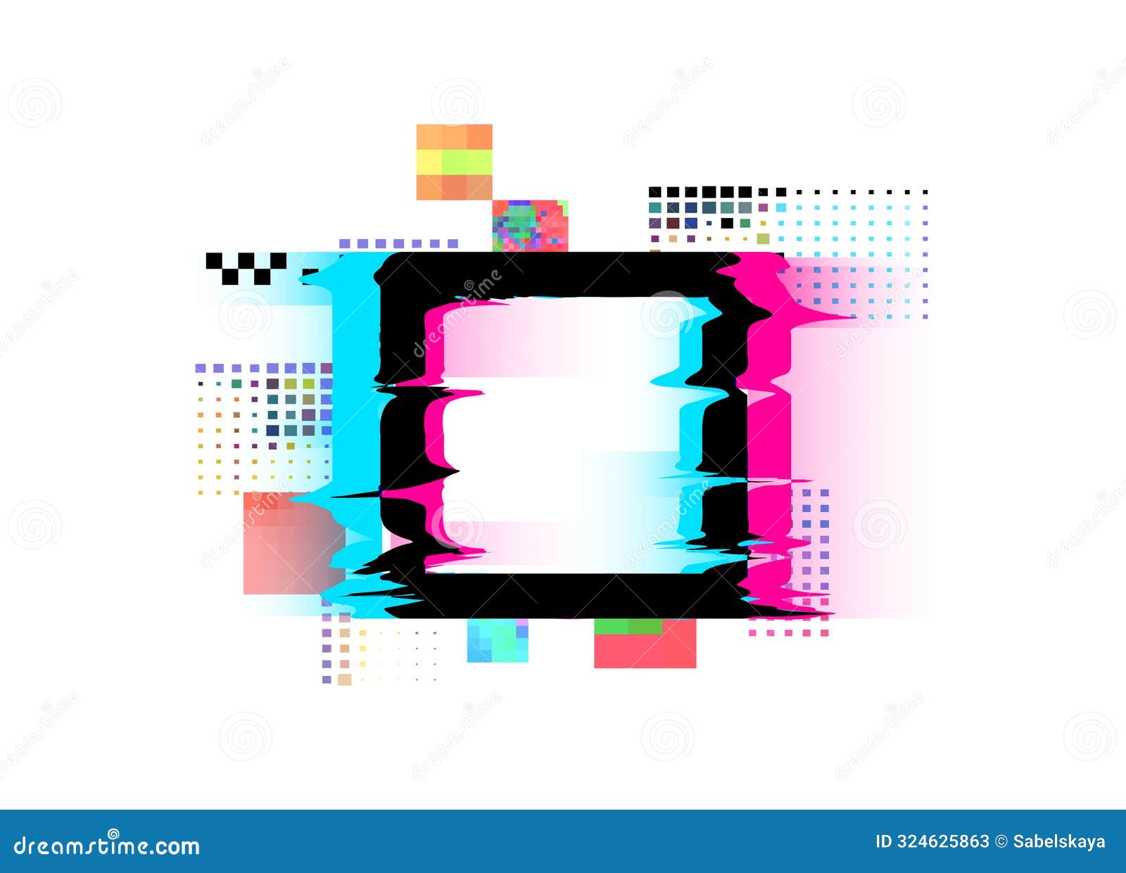 Glitch Effect Frame. Pixel Square Geometric Shapes. Stock Vector ...