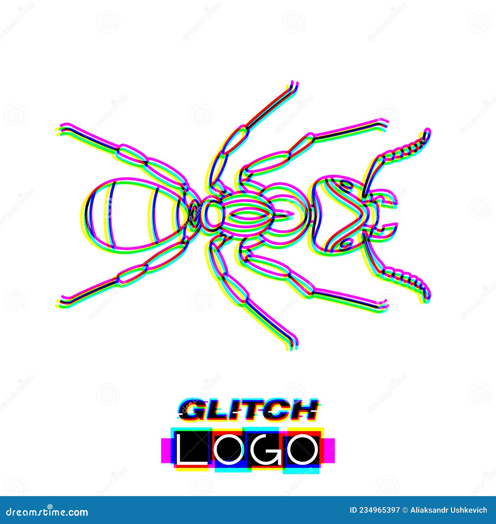 Glitch Effect Insect Logo Vector Animal Illustration Stock Vector ...