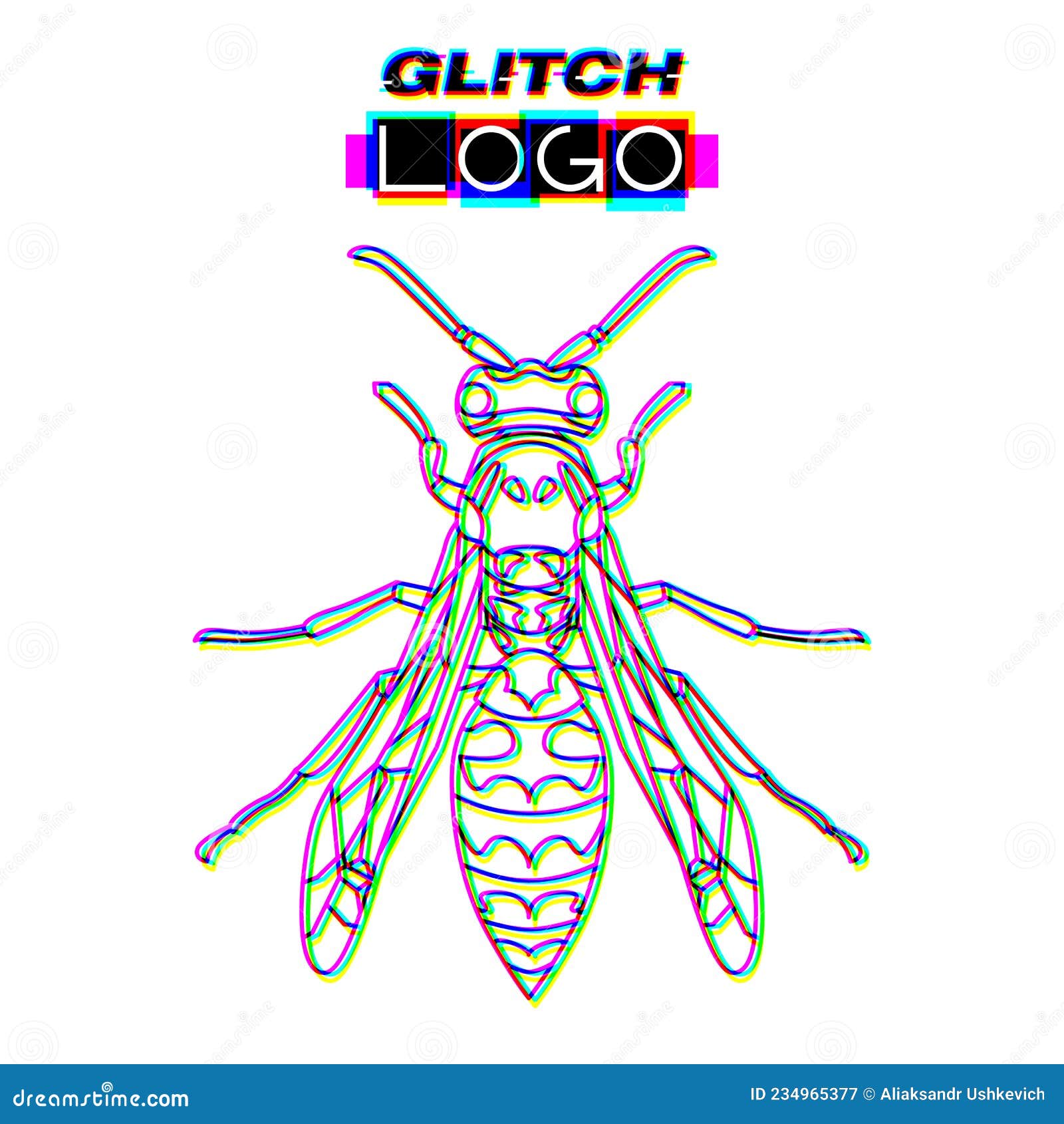 Glitch Effect Insect Logo Vector Animal Illustration Stock Vector ...