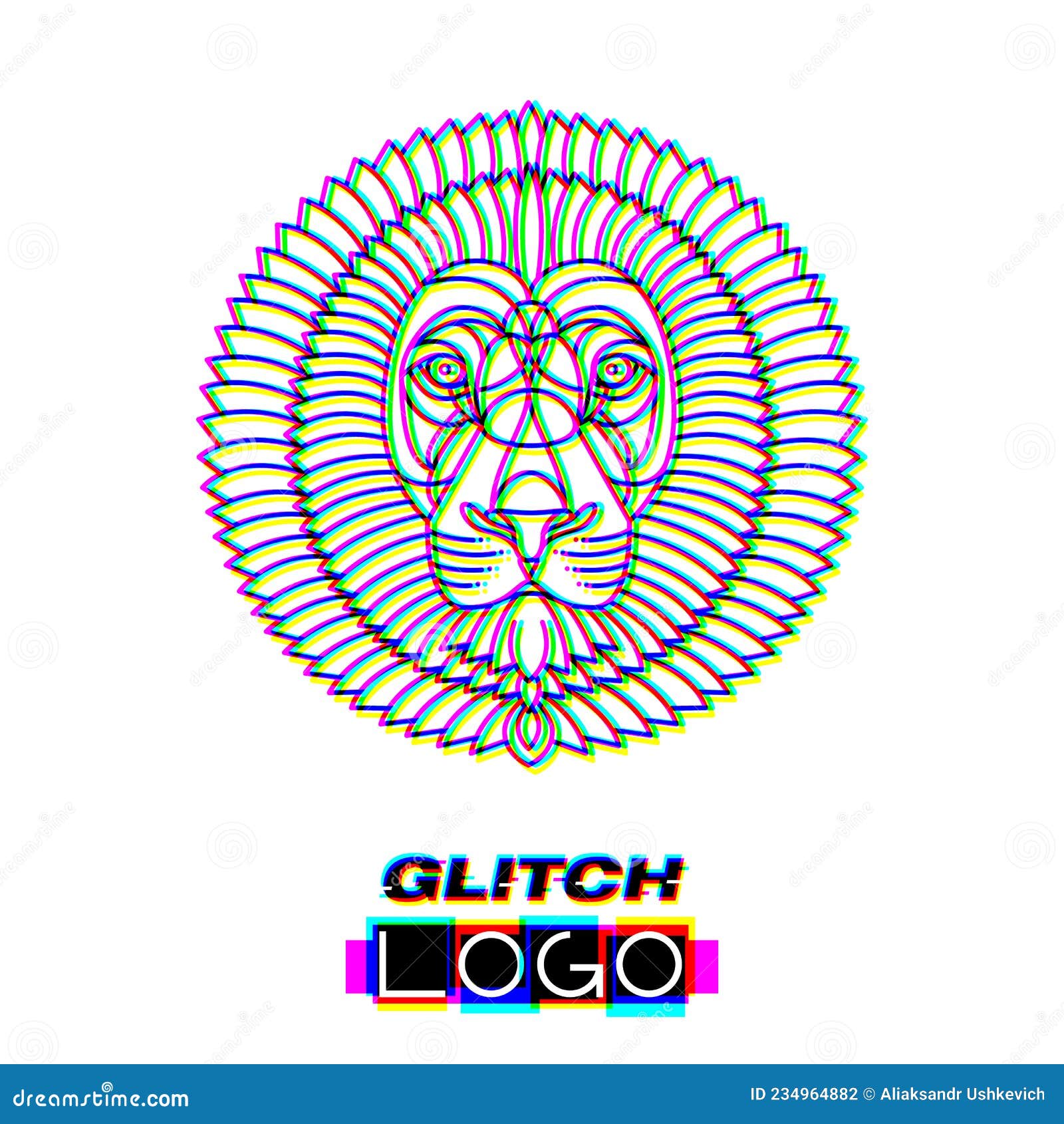 Glitch Effect Lion Logo Vector Animal Illustration Stock Vector ...