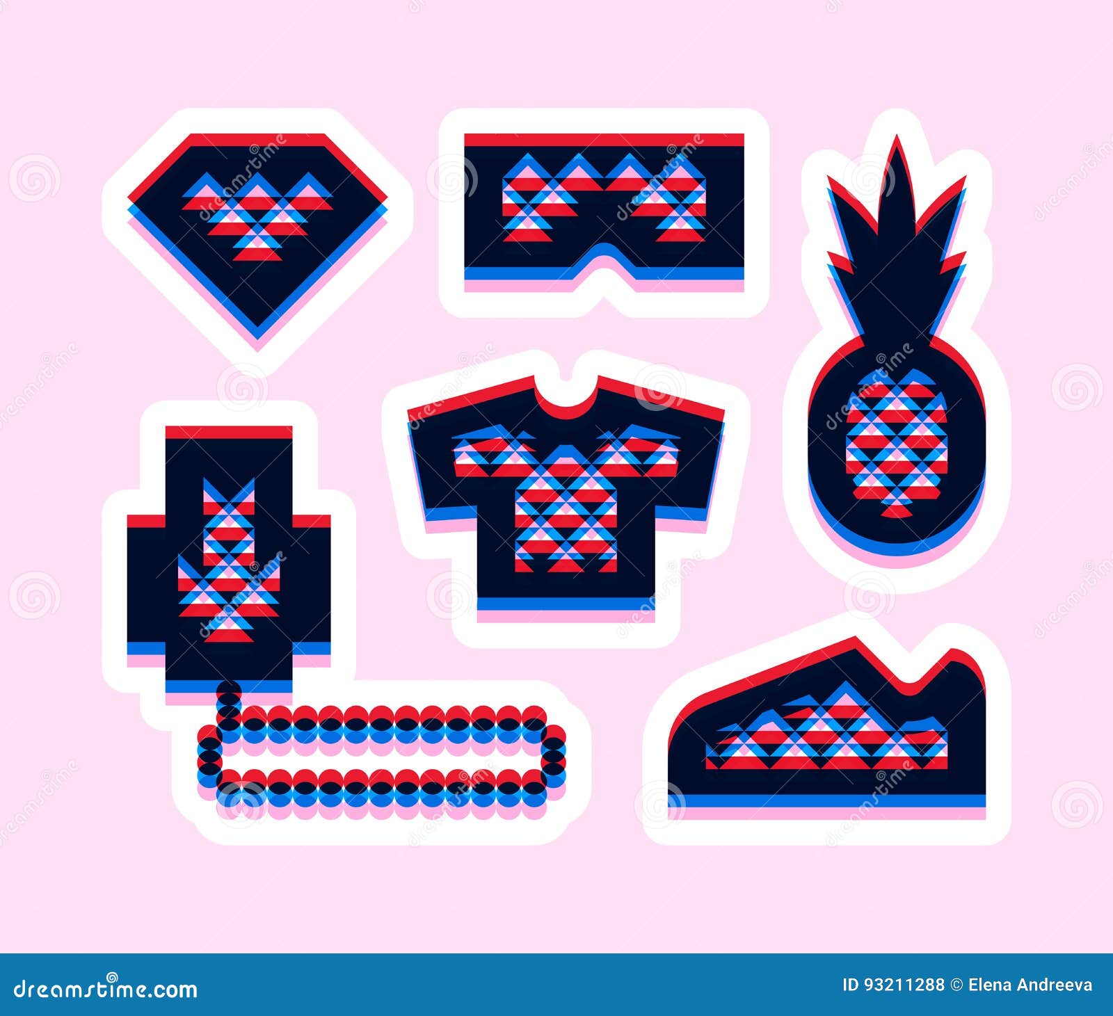 Glitch Effect Social Network Stickers in Hip Hop Style Stock Vector ...