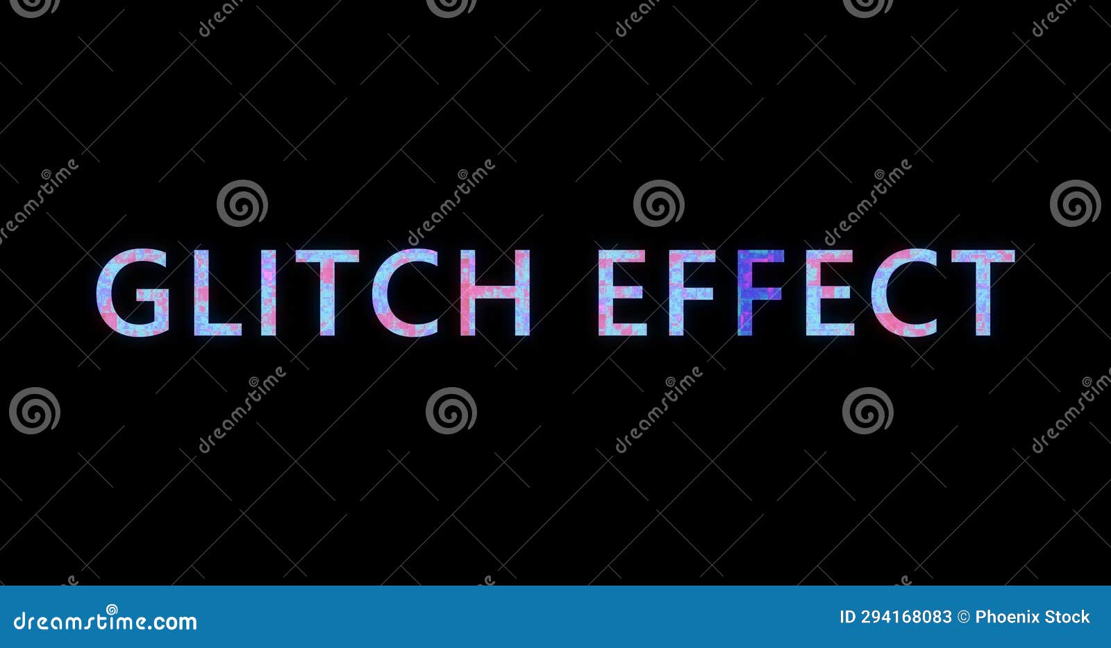 Glitch Effect Text Illustration on Black Background. Stock Illustration ...