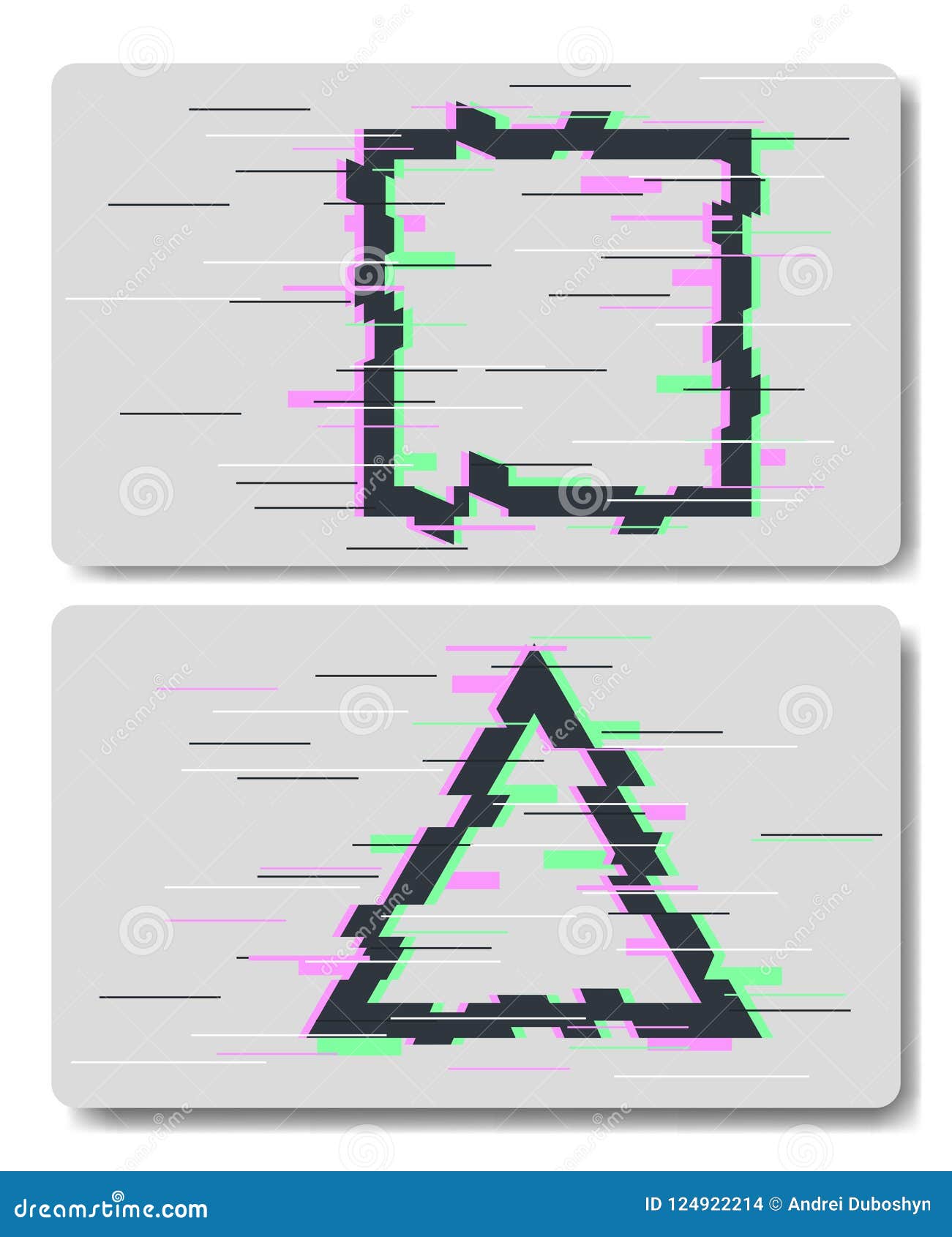 Glitch Effects in Square and Triangular Shape Stock Vector ...
