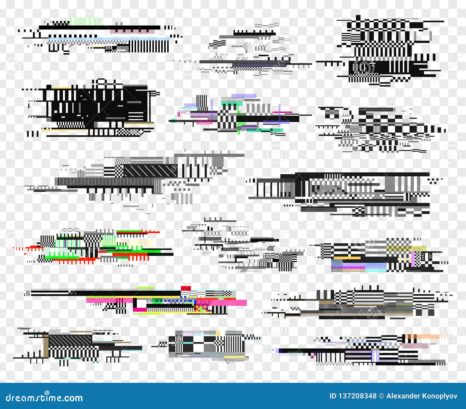 Glitch Elements Realistic Style Design, Screen Error Stock Vector ...