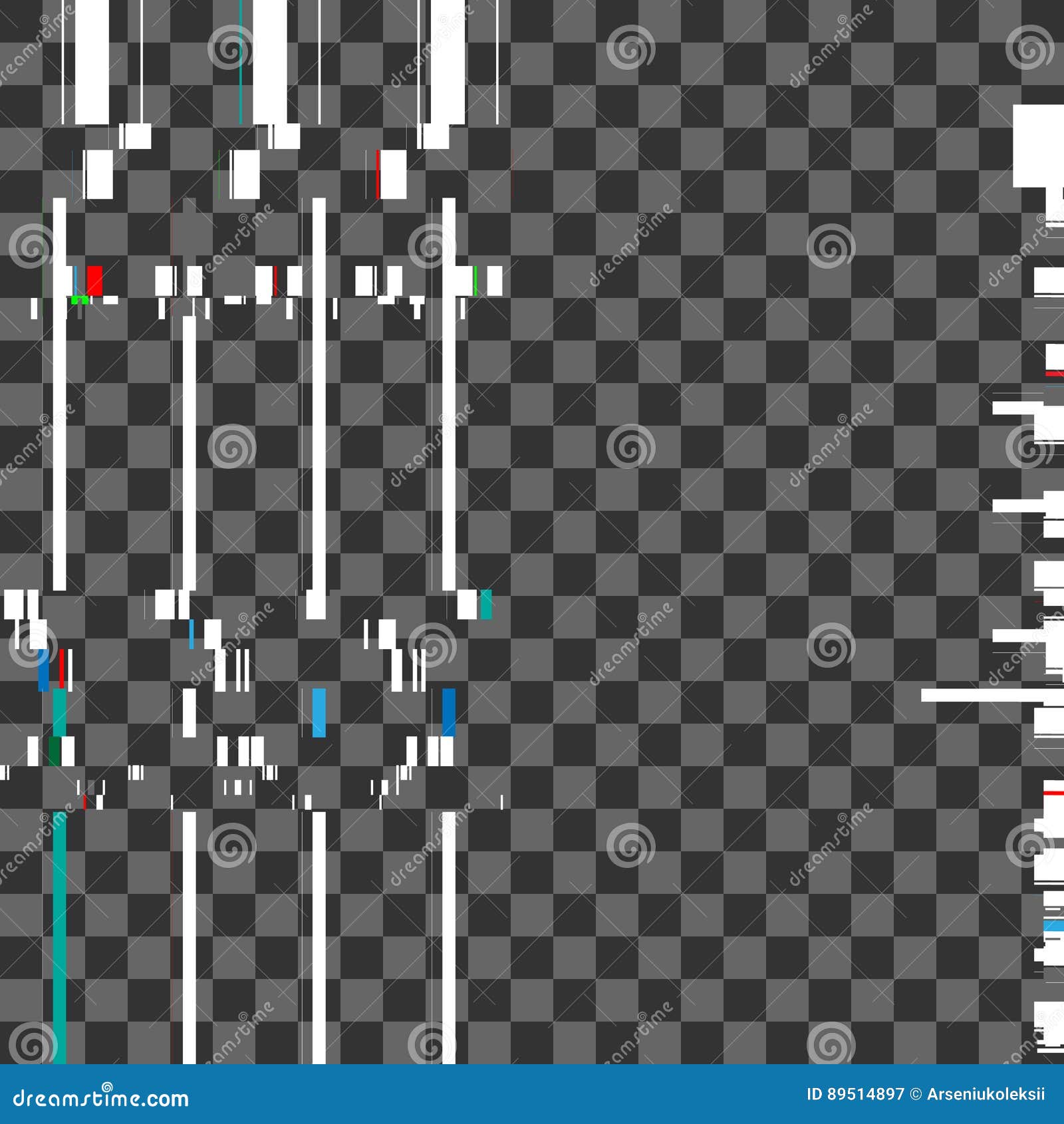 Glitch Elements on Transparent Background Stock Vector - Illustration ...