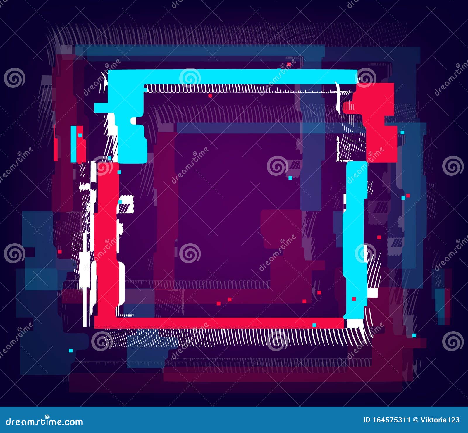 Glitch Empty Square Frame. Distorted Rectangle Shape in Neon Colors ...