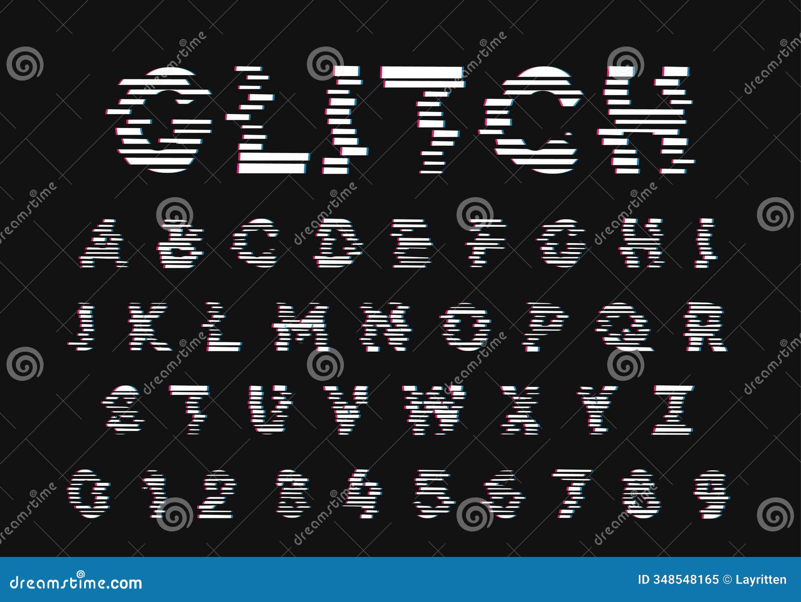 Glitch Font. Digital Alphabet Letter Stock Illustration - Illustration ...