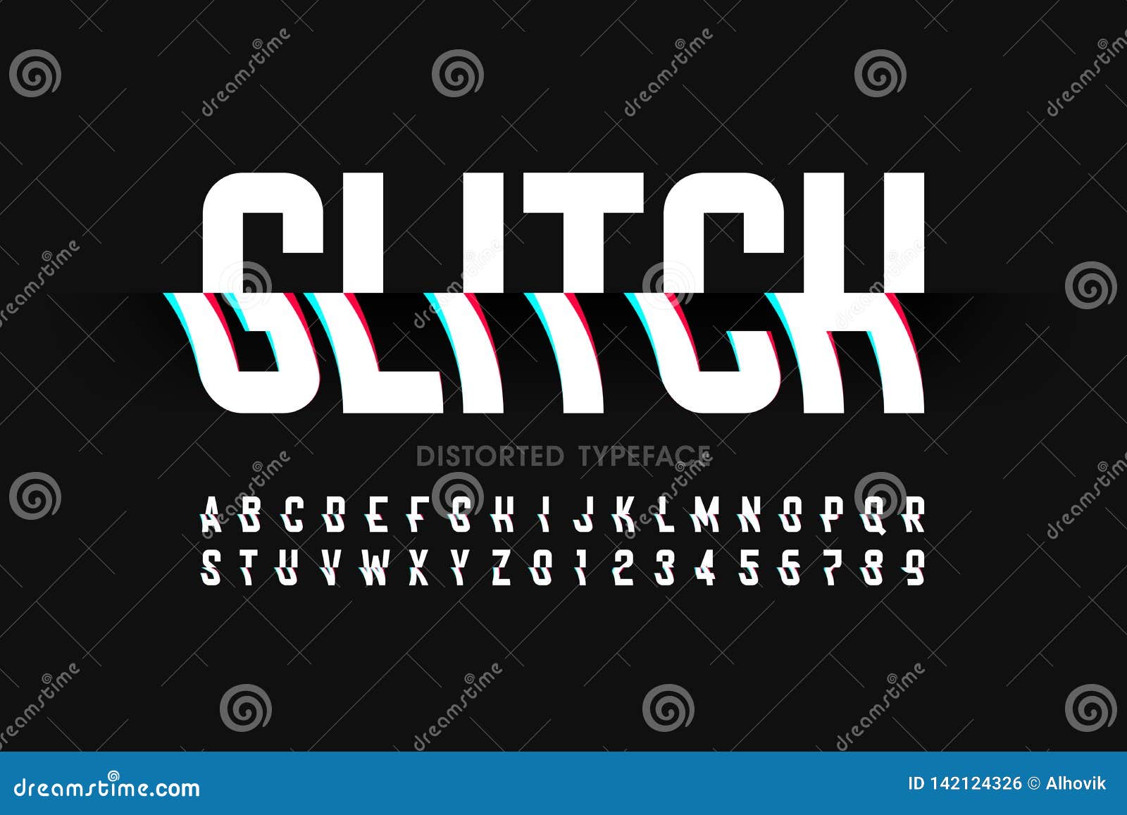 Glitch Font with Distorted Effect Stock Vector - Illustration of ...