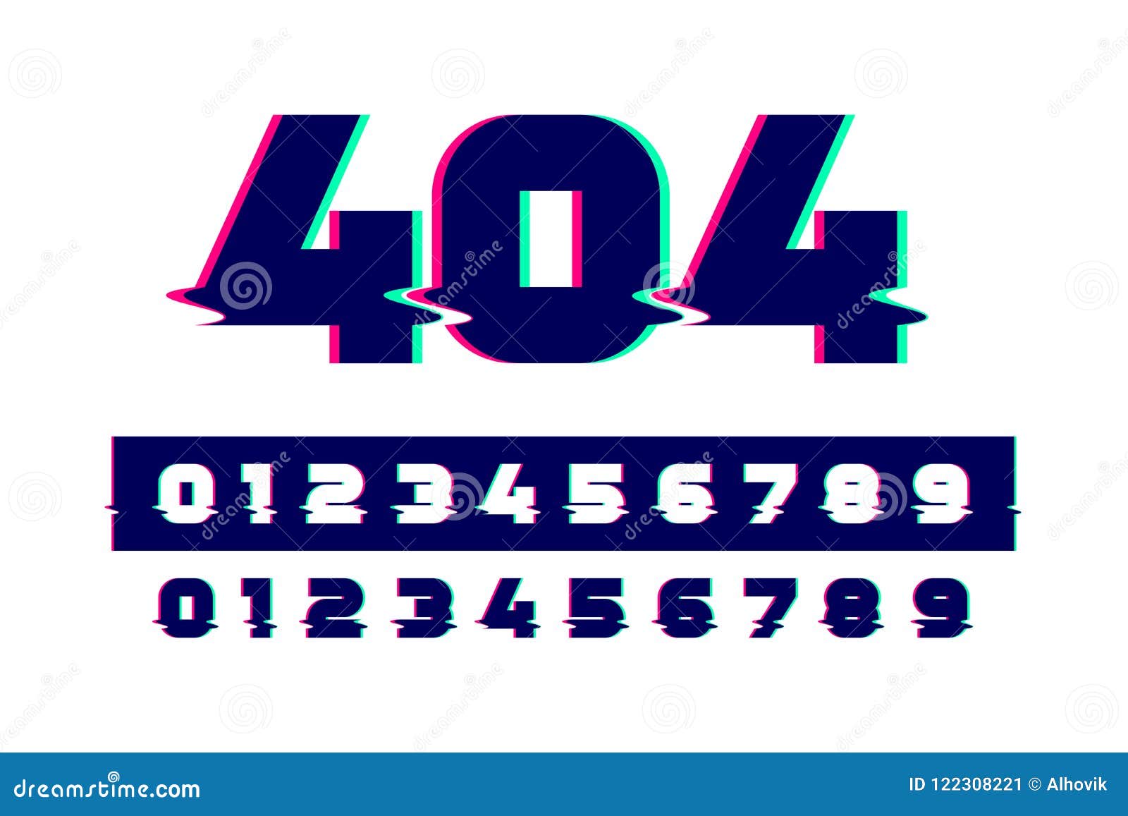 Glitch font numbers stock vector. Illustration of effect - 122308221