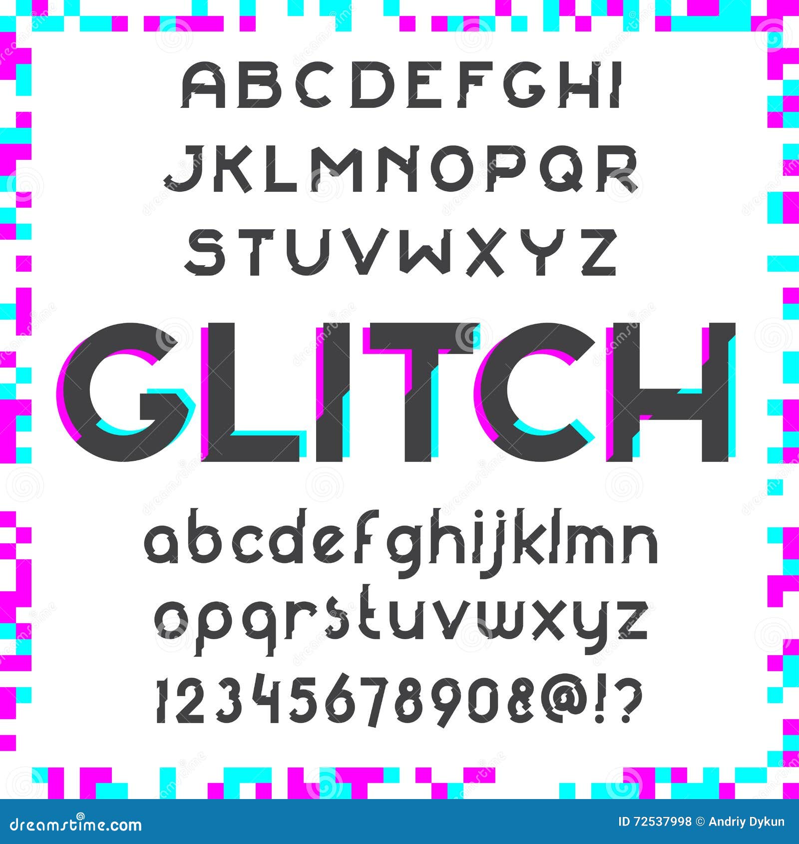 Glitch Font set stock vector. Illustration of distortion - 72537998
