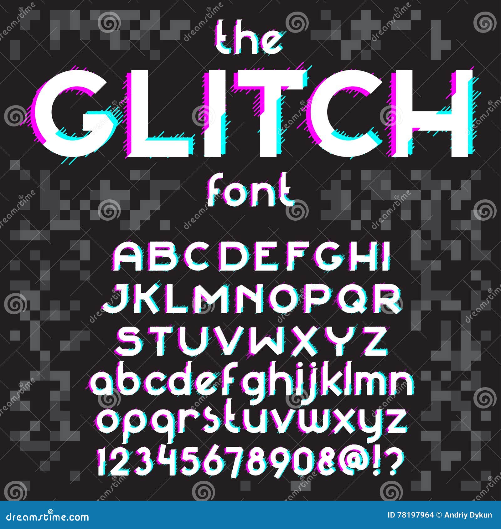 Glitch Font set stock vector. Illustration of electricity - 78197964