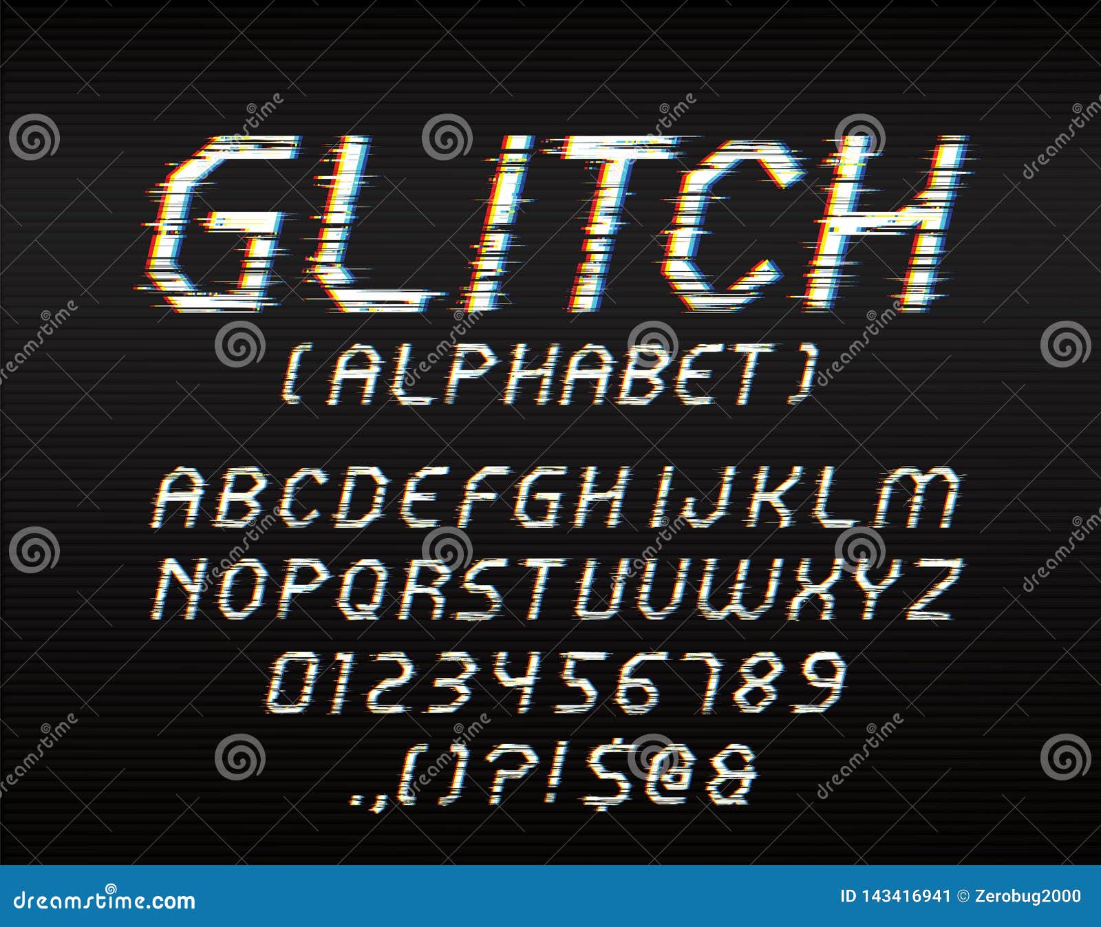 Glitch font stock vector. Illustration of display, effect - 143416941