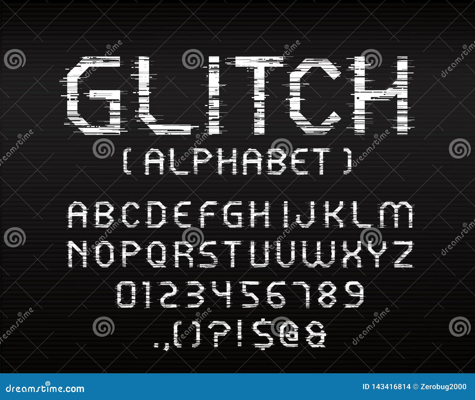 Glitch font stock vector. Illustration of line, digital - 143416814