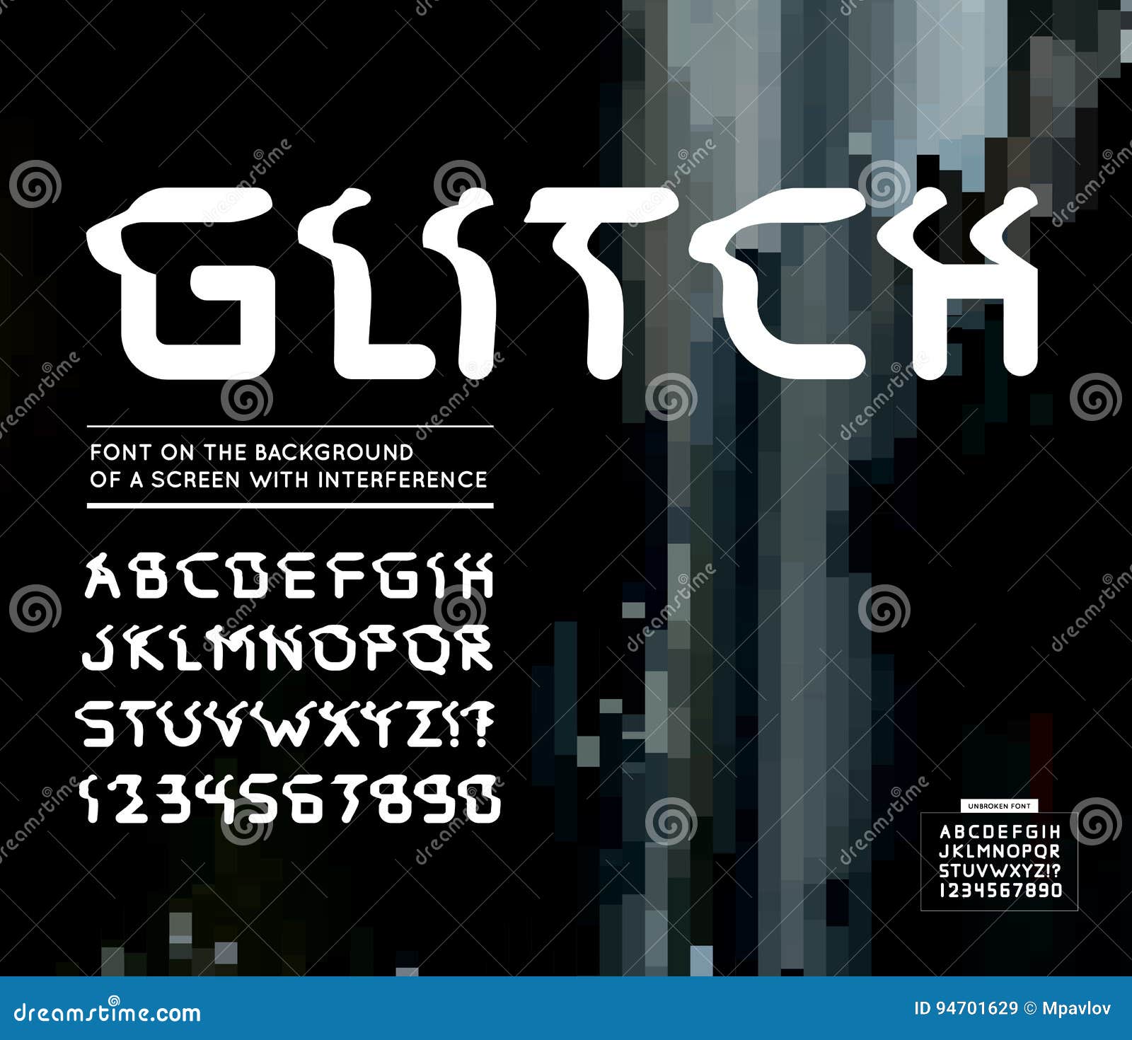 Glitch Font. Vector Illustration Stock Vector - Illustration of trend ...