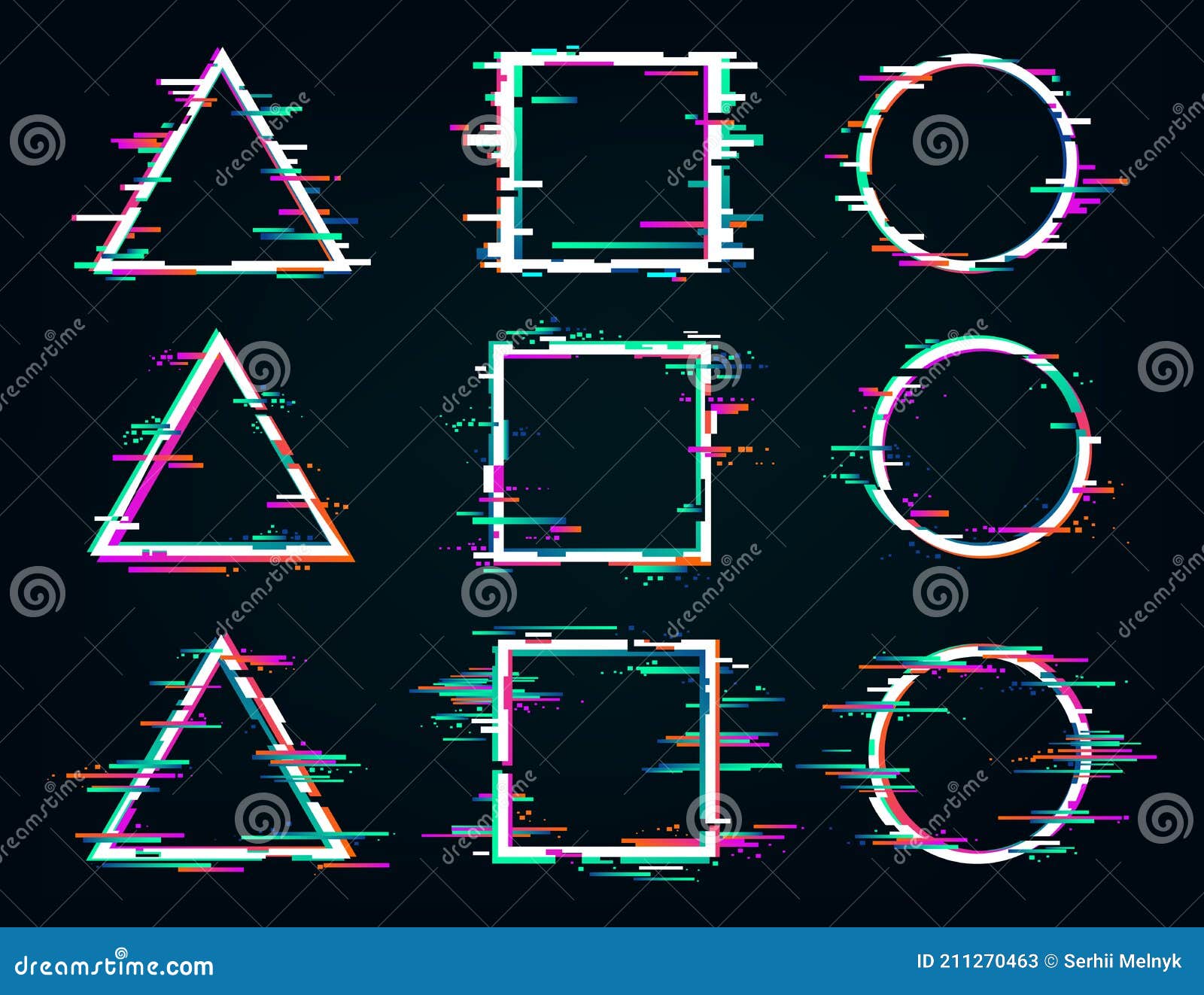 Glitch frame vector stock vector. Illustration of template - 211270463