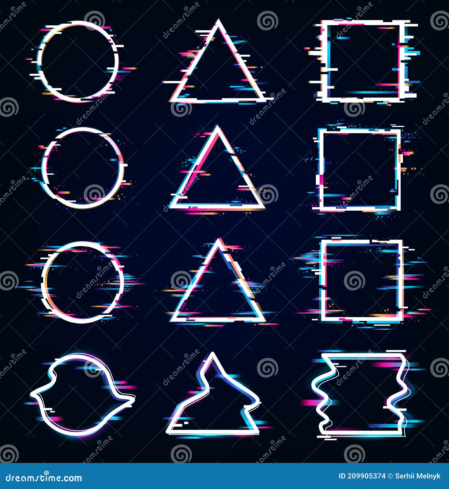 Glitch frame vector stock vector. Illustration of effect - 209905374