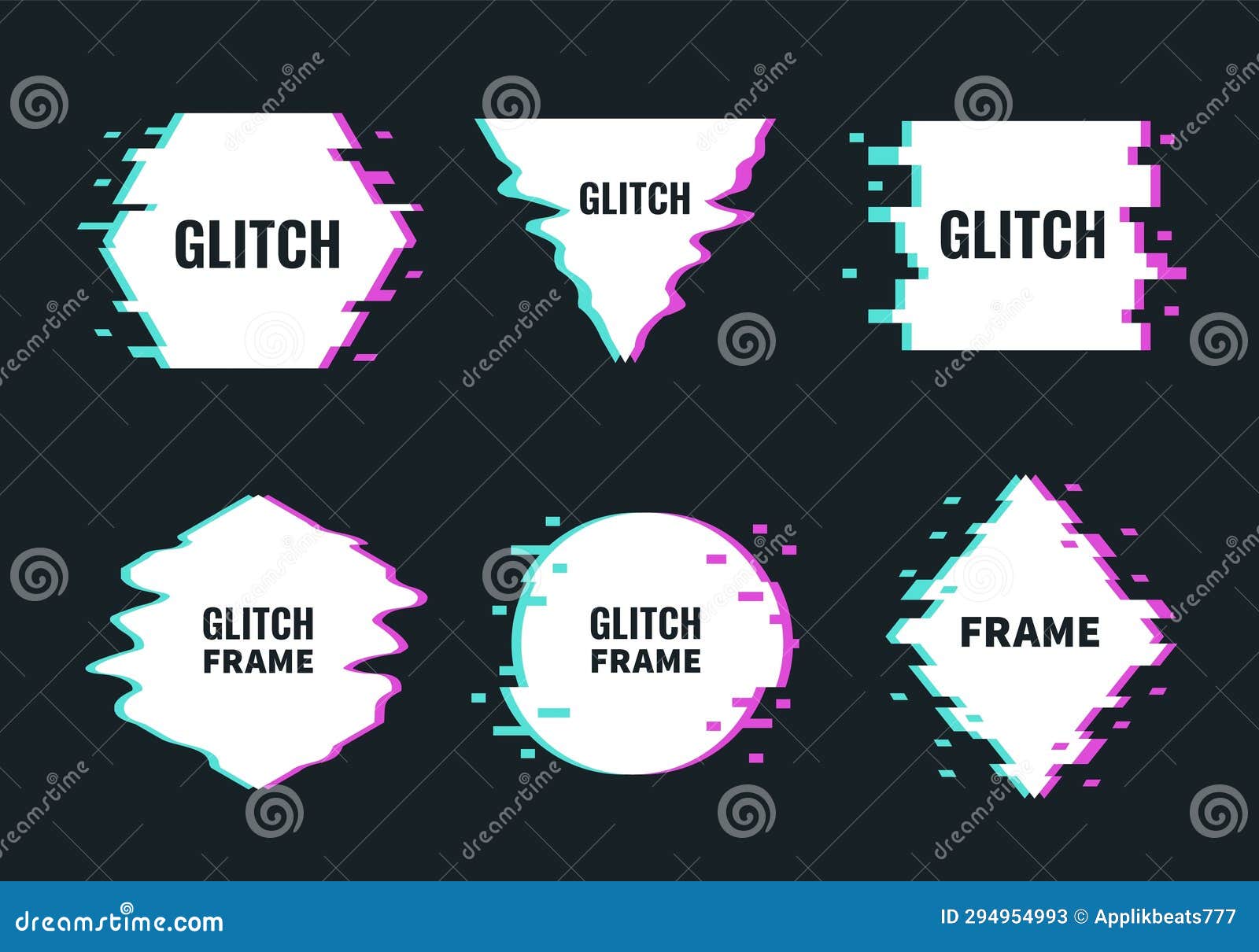 Glitch Frames. Noise and Distortion Abstract Minimalistic Shapes ...