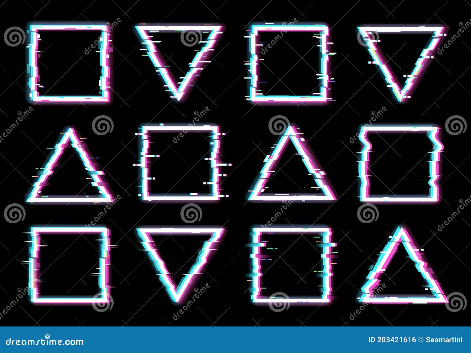 Glitch Frames Vector Distorted Glitched Borders Stock Vector ...