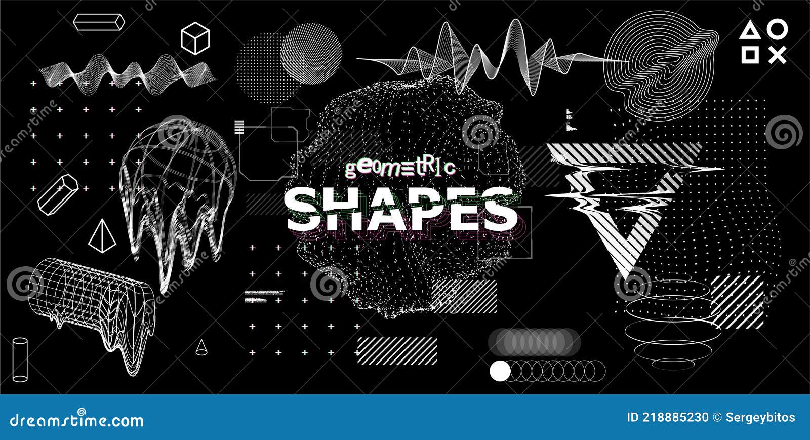 Glitch Generative Art with Geometric Shapes and Composition. Abstract ...