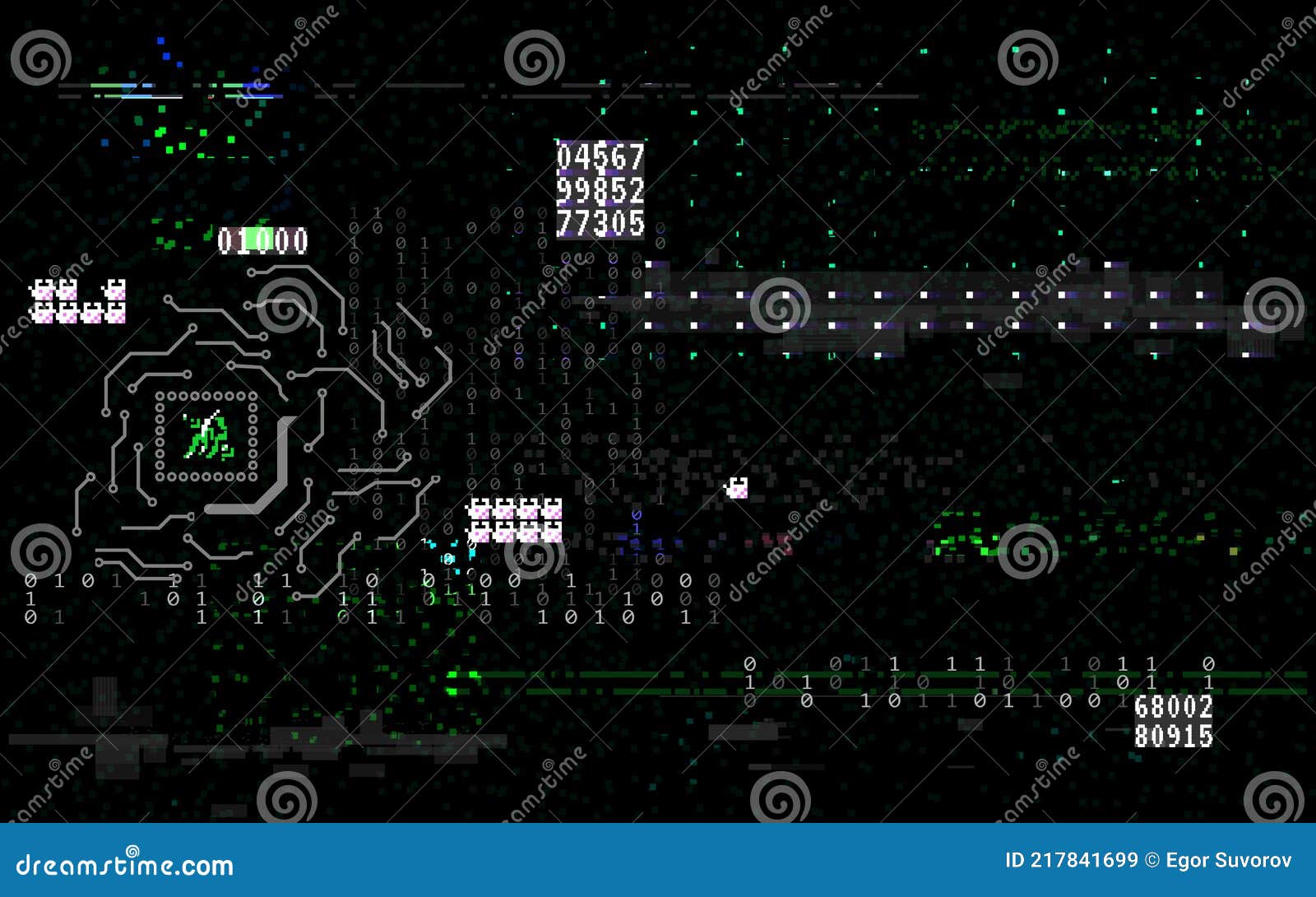 Glitch Interface. Futuristic Distortion with Random Elements. Distorted ...