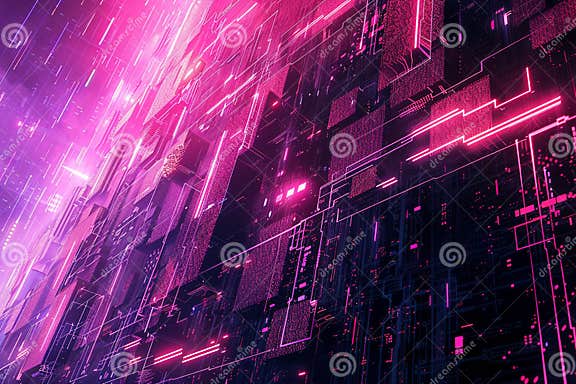 A Glitch Neon Abstract Wallpaper with Distorted Shapes and Digital ...