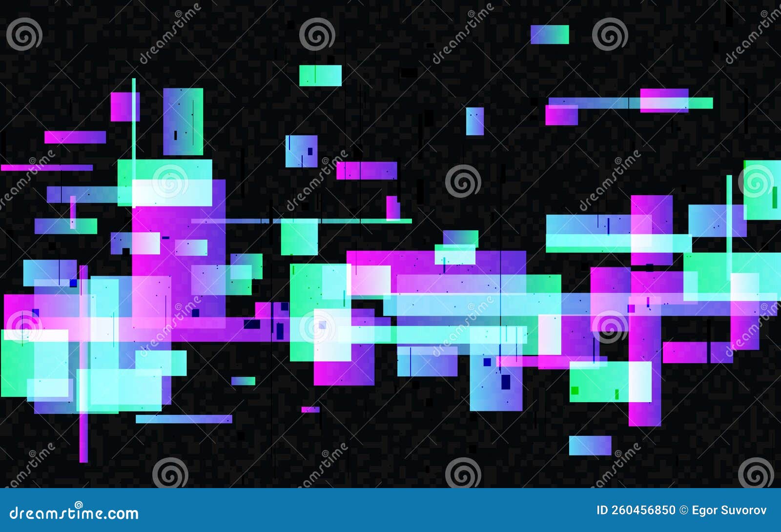 Glitch Neon Shapes. Broken Digital Signal. Futuristic Distortion Effect ...