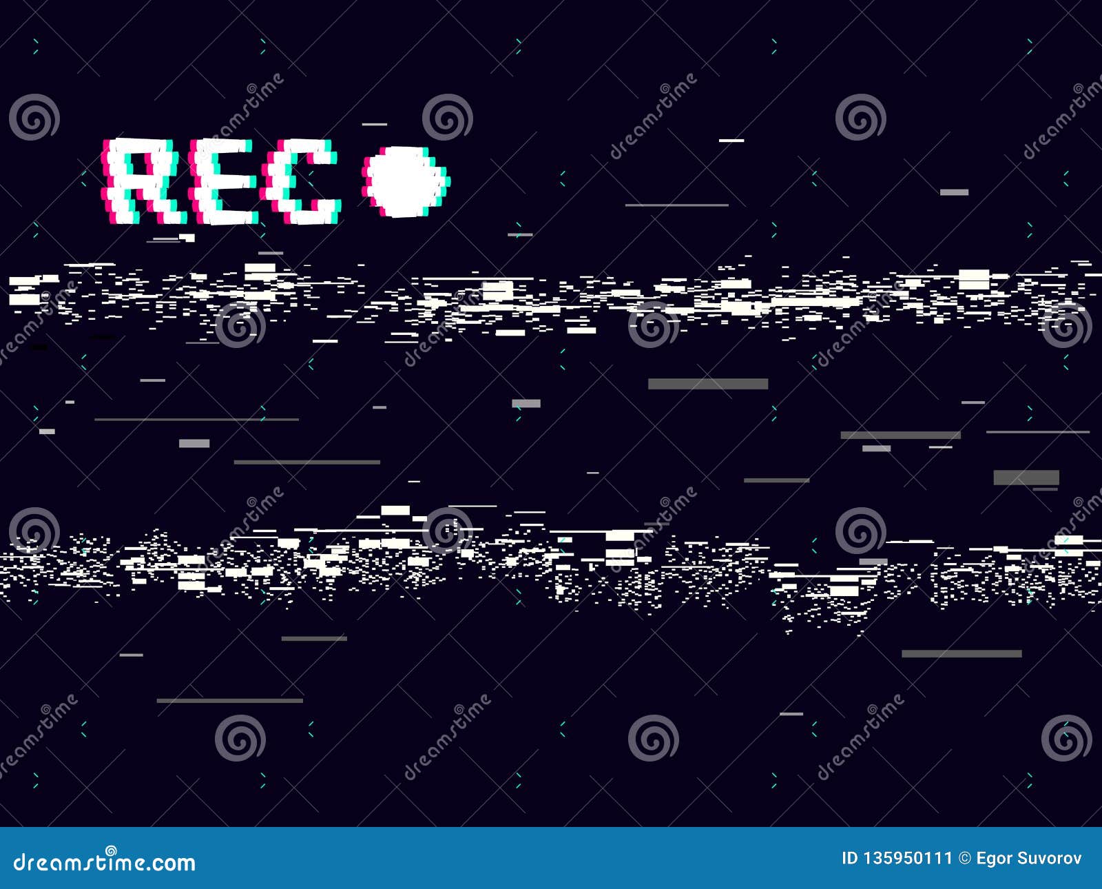 Glitch Old Camera Rec On Black Background. VHS Concept. Retro Record ... Glitch Old Camera Rec On Black Background. VHS Concept. Retro Record ...