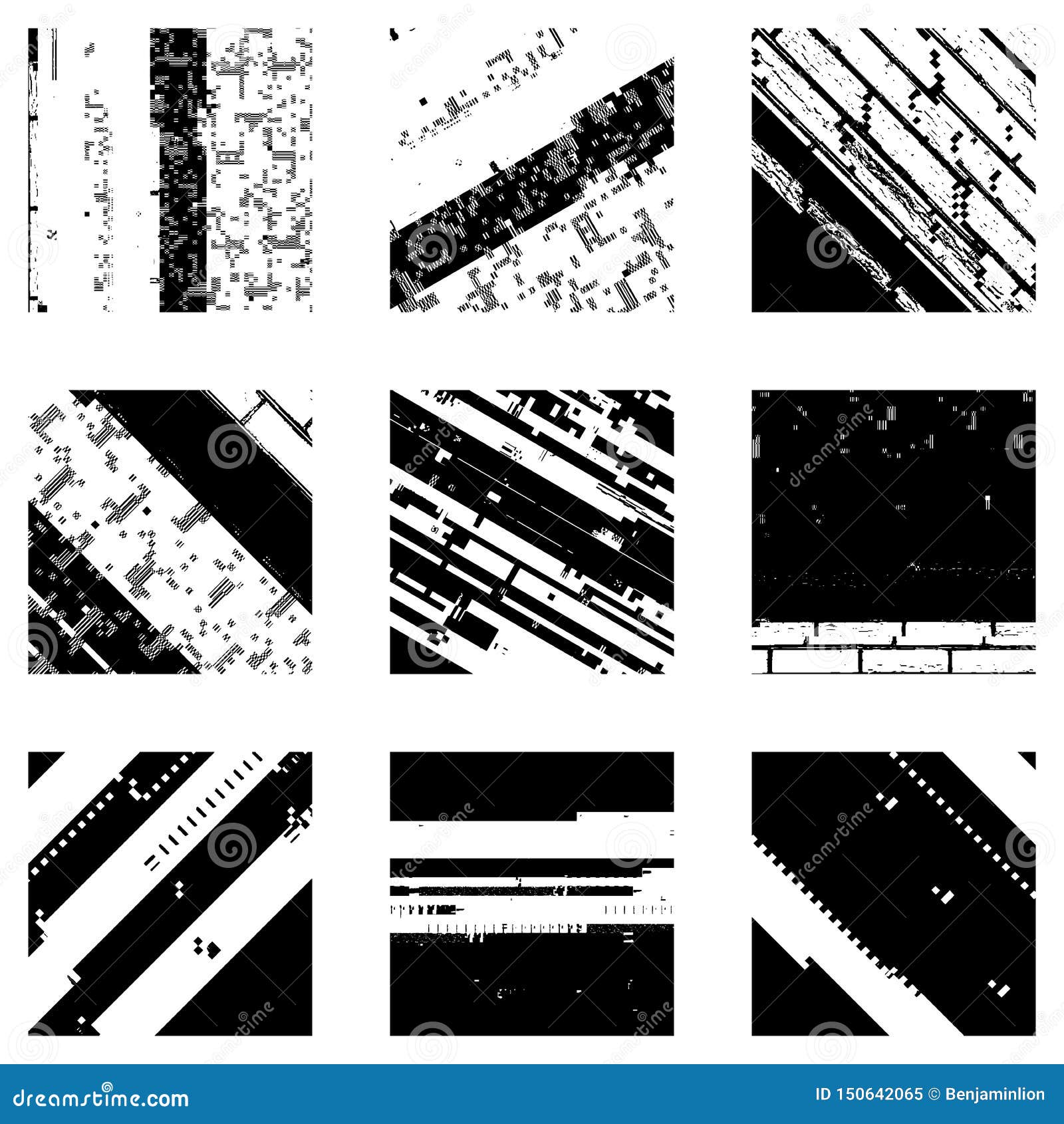 Glitch Overlays Set stock vector. Illustration of monochrome - 150642065