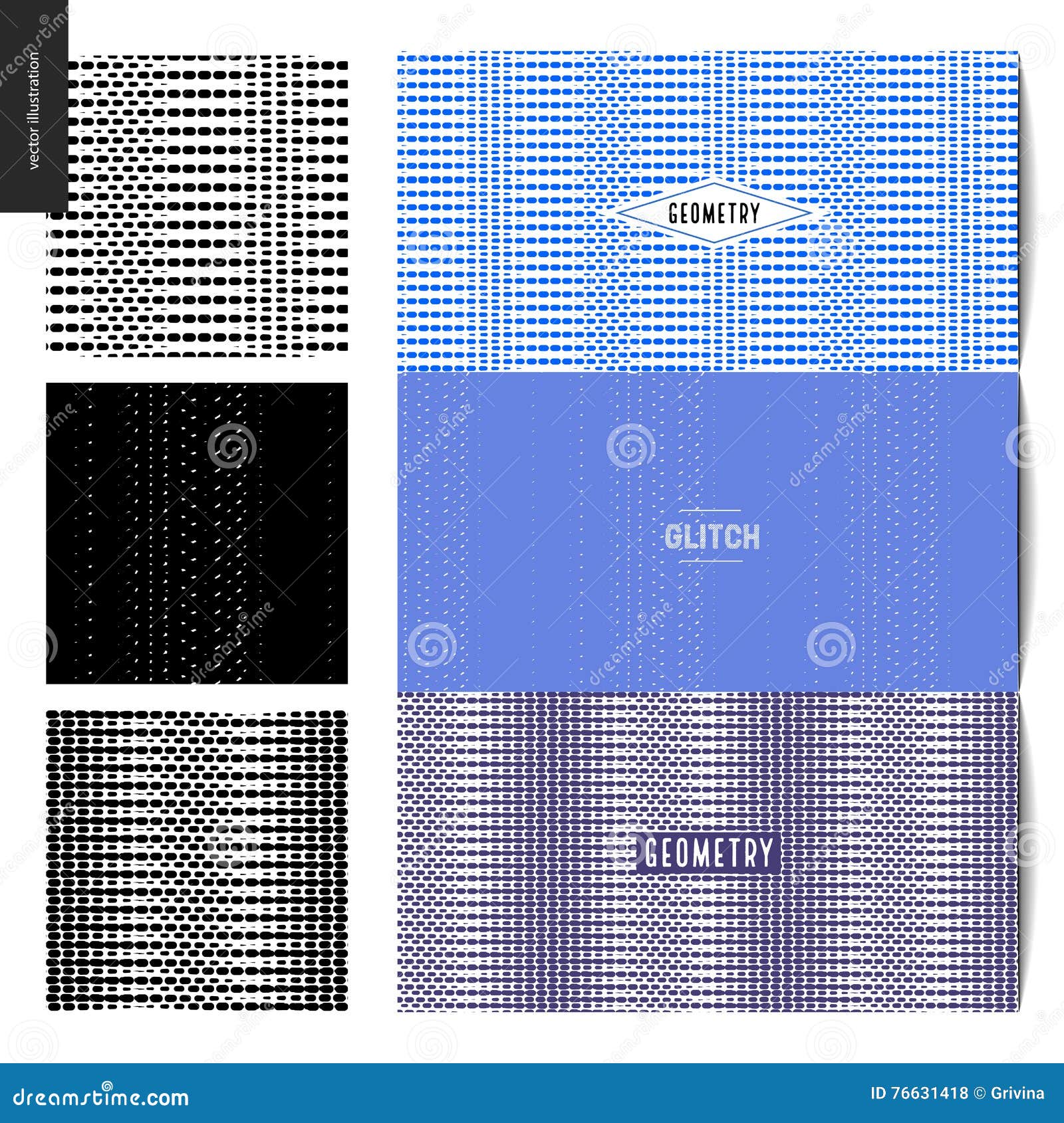 Glitch patterns set stock vector. Illustration of design - 76631418