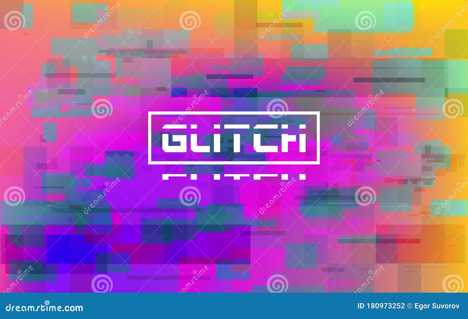 Glitch Pink and Yellow. Damaged Data Template. Digital Vibrant Effect ...