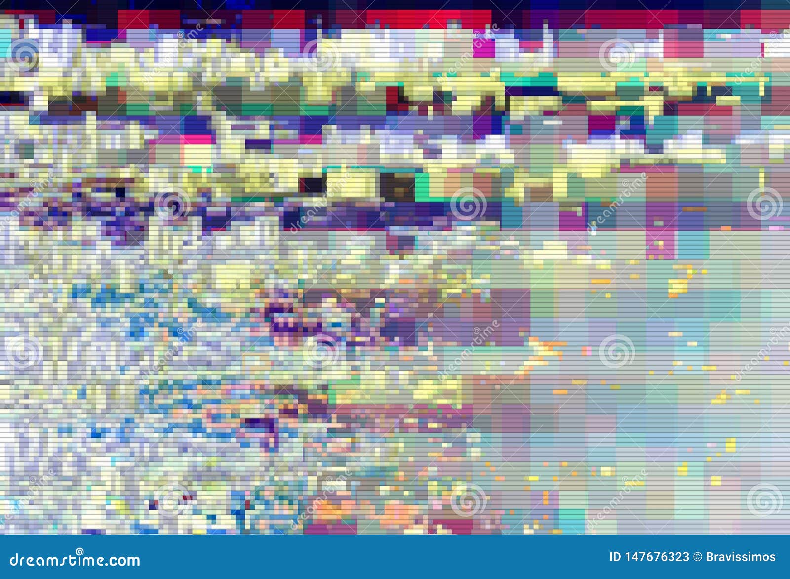 Glitch Pixel Digital Pattern Noise, Artifact Stock Illustration ...