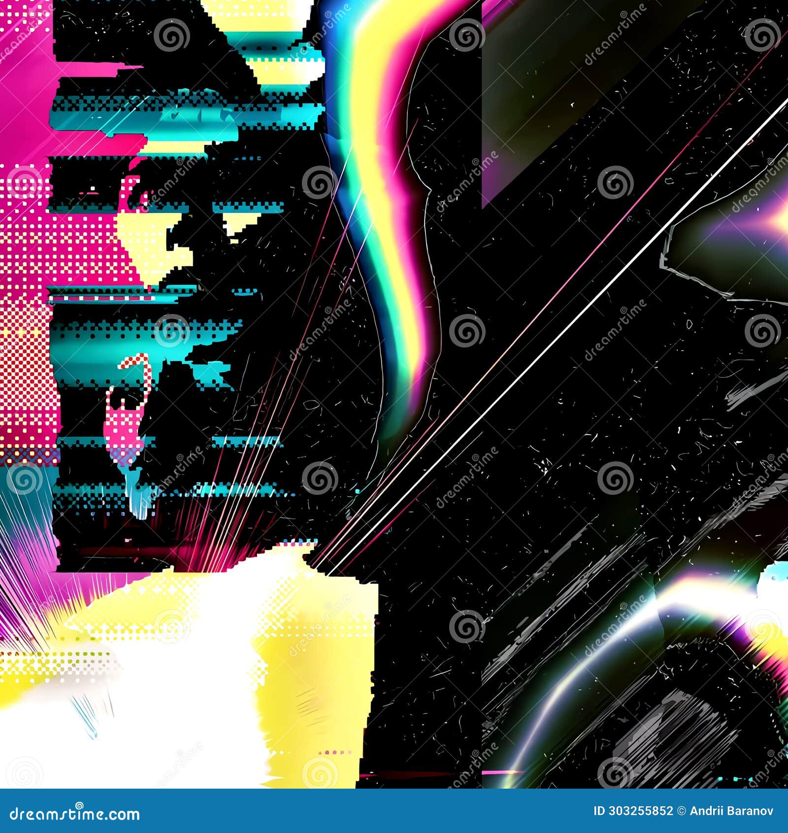 Glitch Psychedelic. Digital Paper. AI Generated Stock Illustration ...