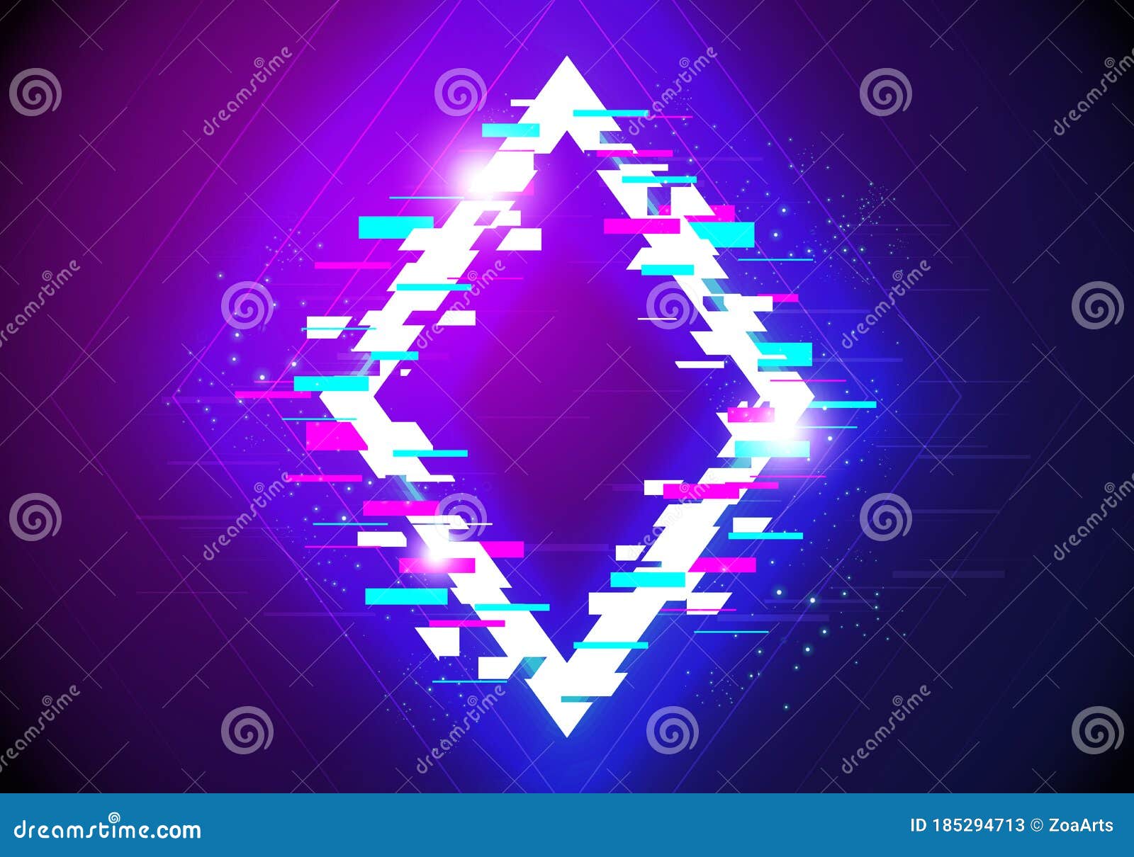 Vector Illustration Futuristic Rhombus Sign with Cyber Glitch Effect ...