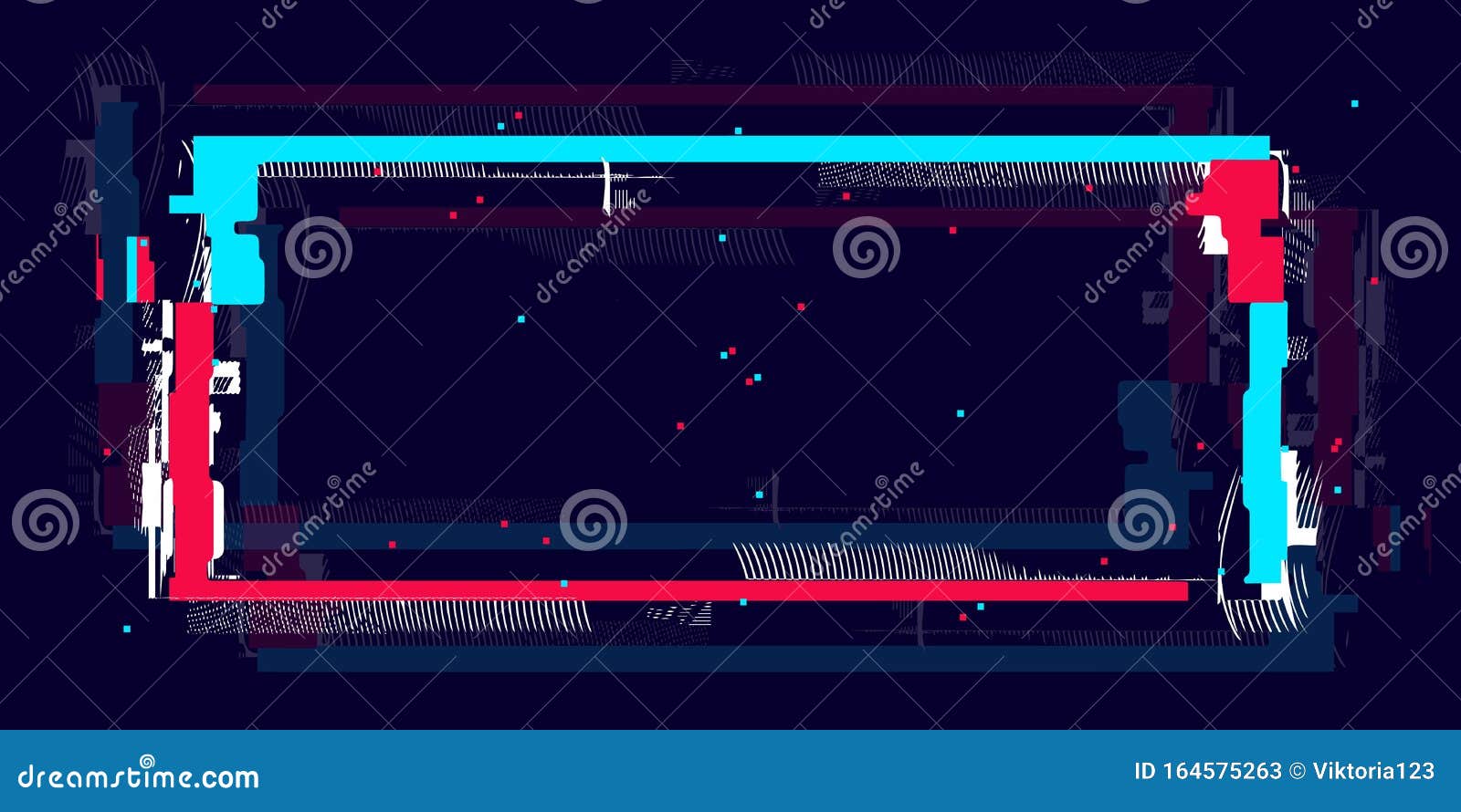 Glitch Rectangle Frame in Neon Color. Distorted Shape with Glitch ...