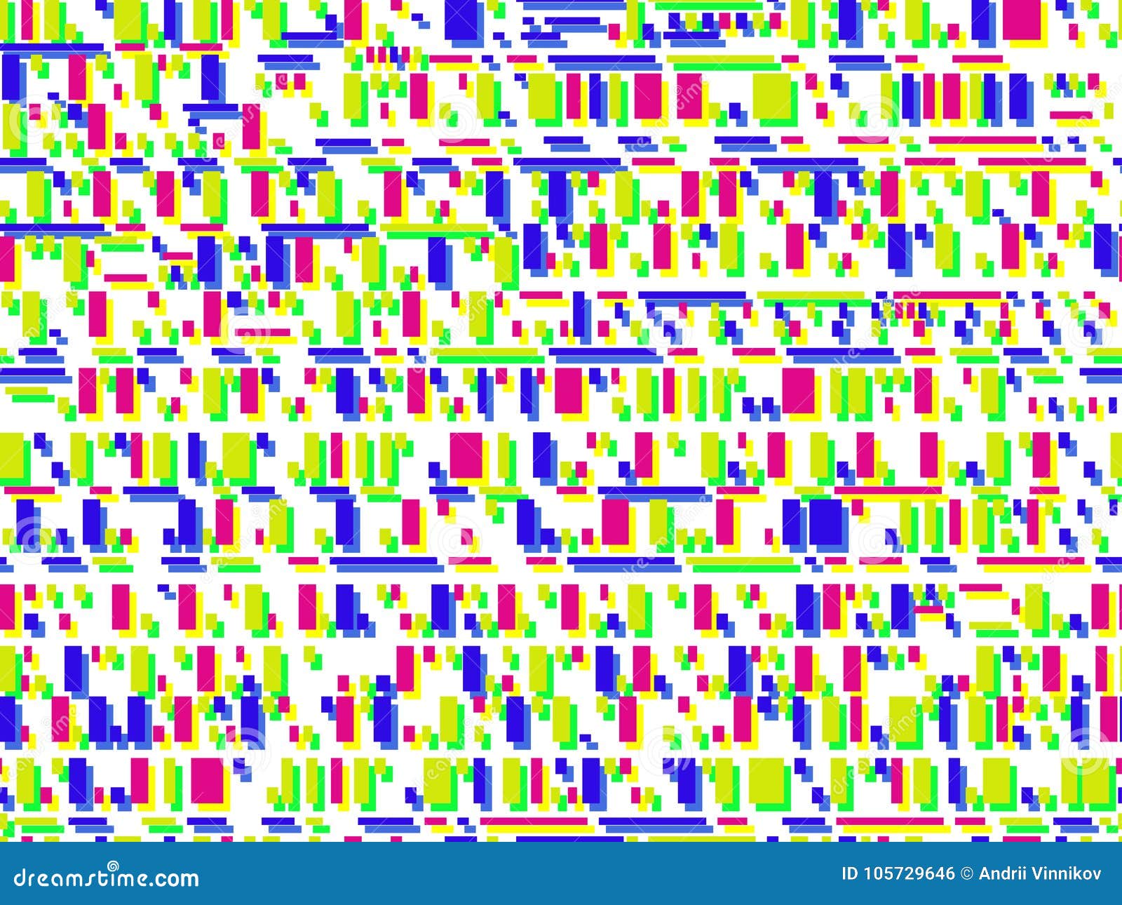Glitch Seamless Pattern. Signal Error Pixel Mosaic. Colorful Background ...