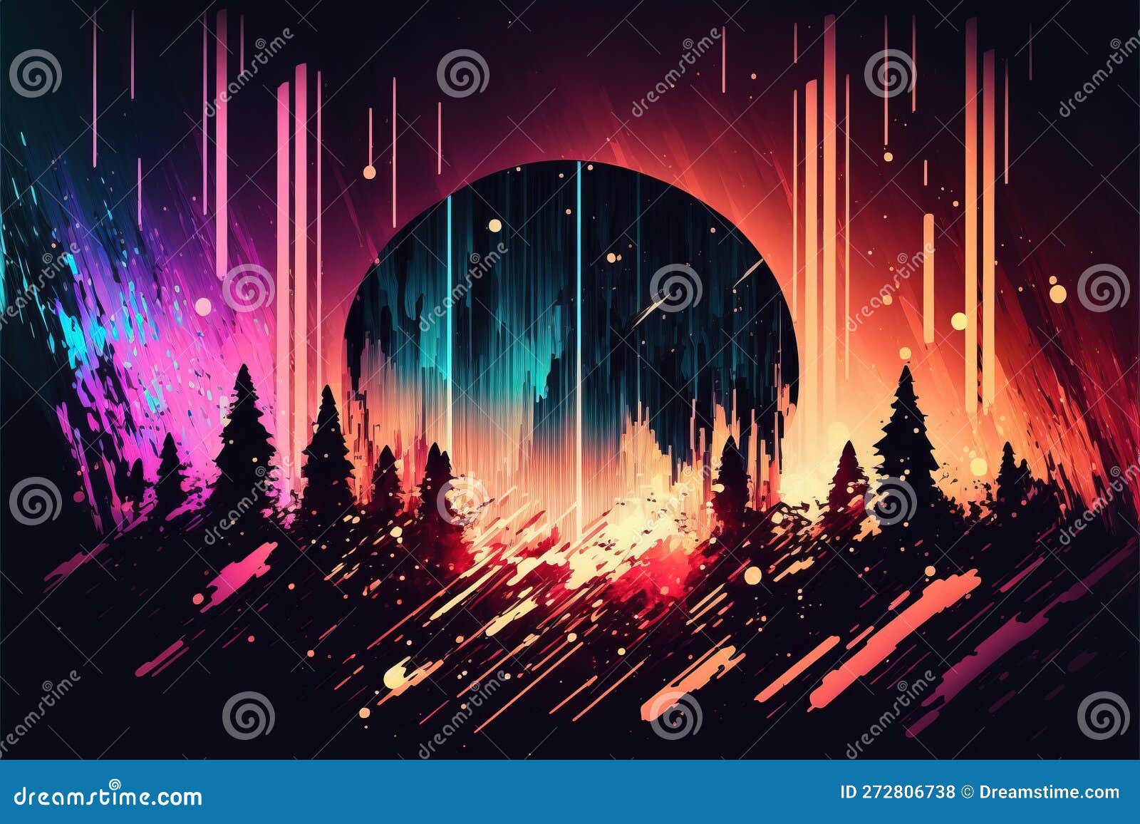Glitch Space Scene. Digital Pixel Noise Abstract Generative AI Background Stock Illustration ...