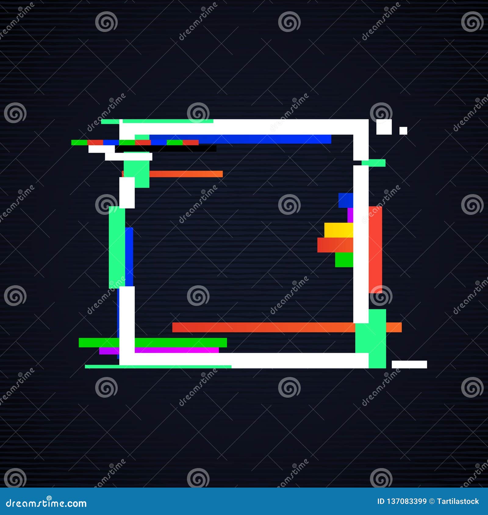 Glitch Square Frame. Tv Distorted Signal Vector Illustration Stock ...