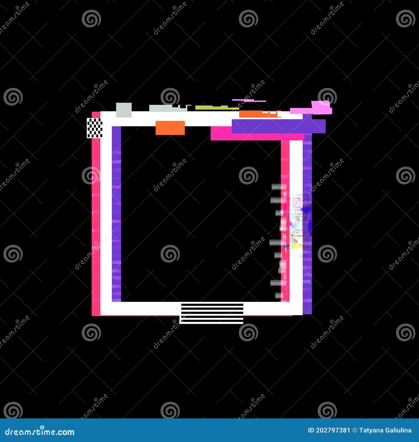 Glitch Square Light Shape Template Vector Illustration | CartoonDealer ...