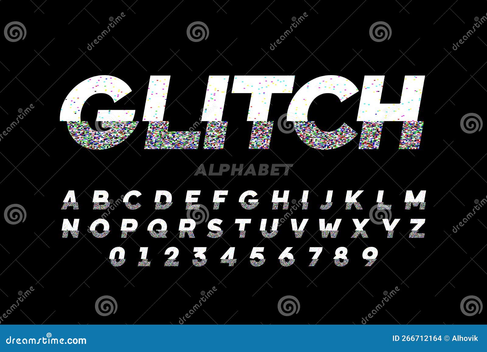 Glitch style font stock vector. Illustration of font - 266712164