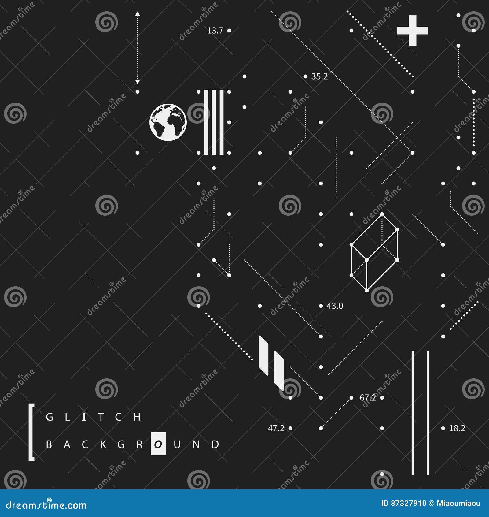 Glitch Text Background with Simple Design Elements Stock Vector ...