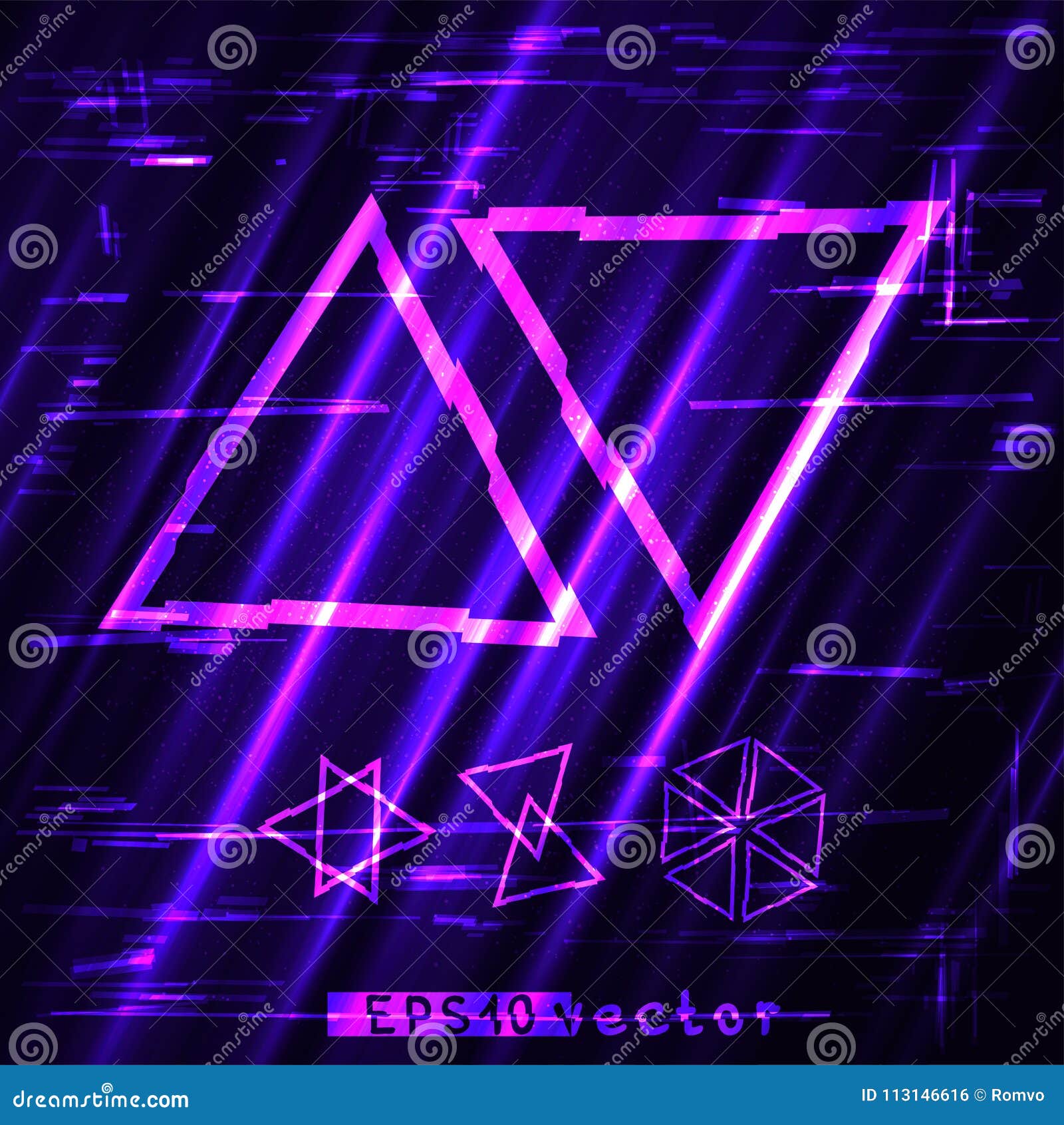 Glitch Triangle Shape Design Set Stock Vector - Illustration of ...