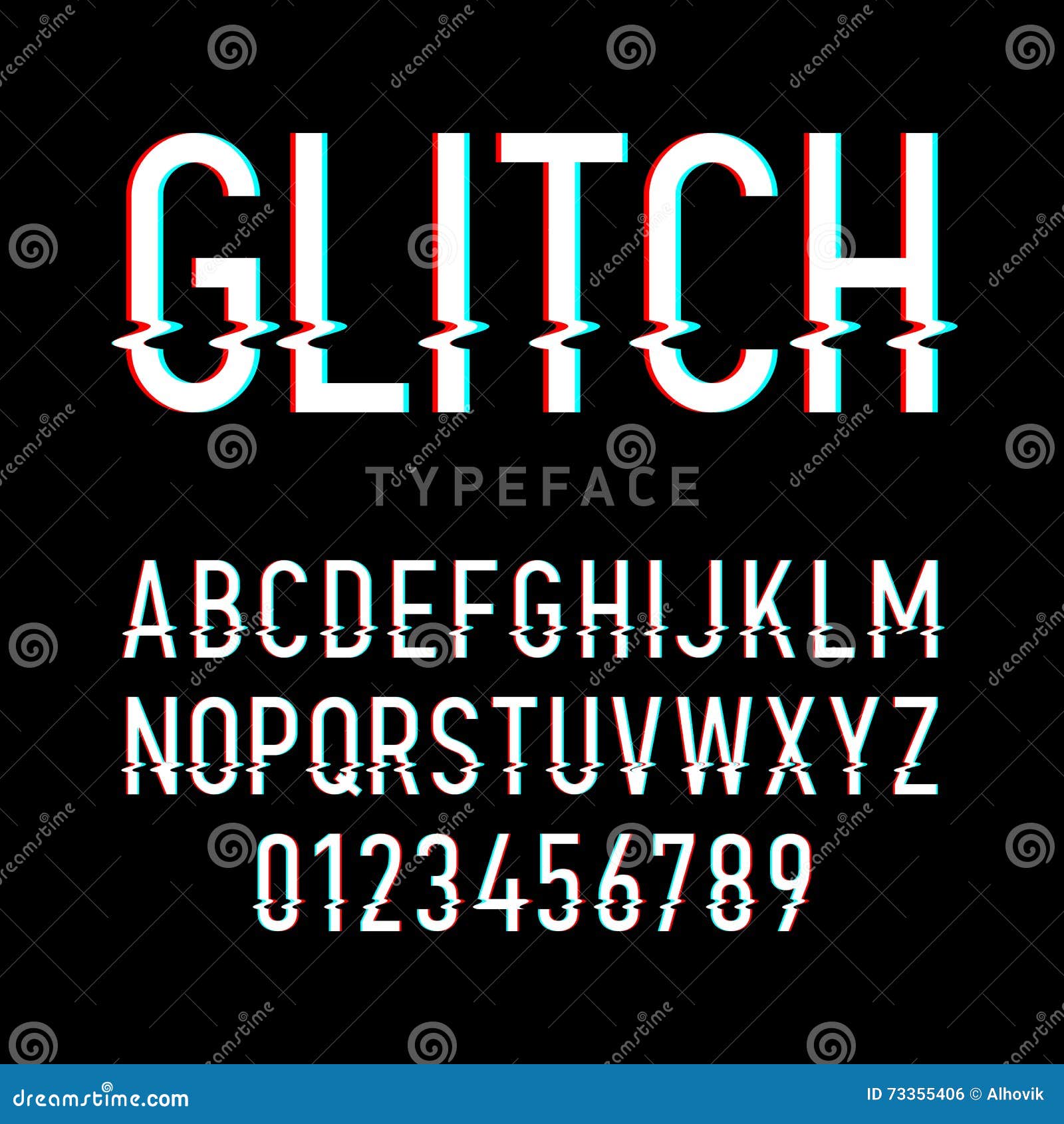 Glitch Typeface Vector Illustration | CartoonDealer.com #73355406