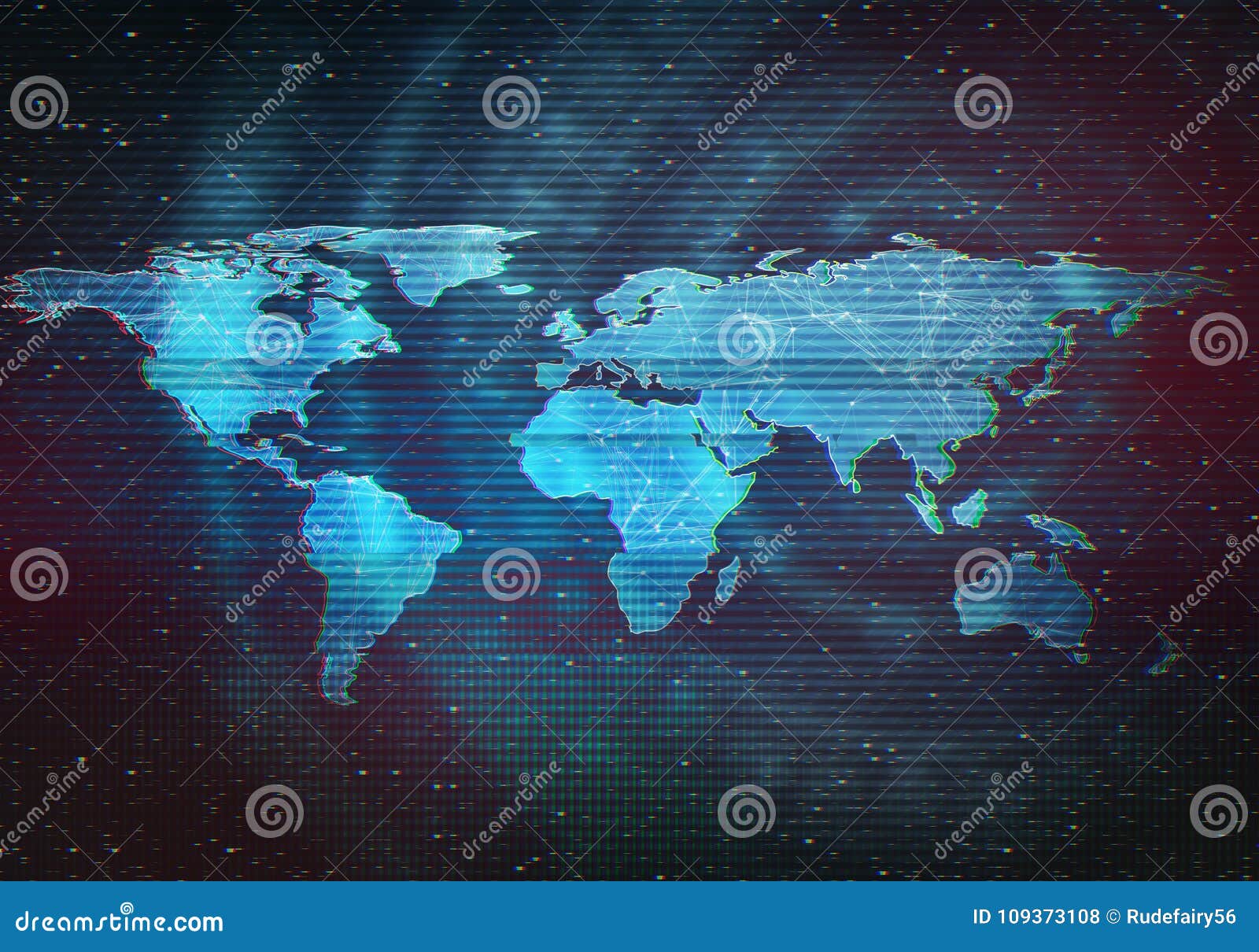 Glitched Abstract Digital Illustration of World Map Stock Illustration ...