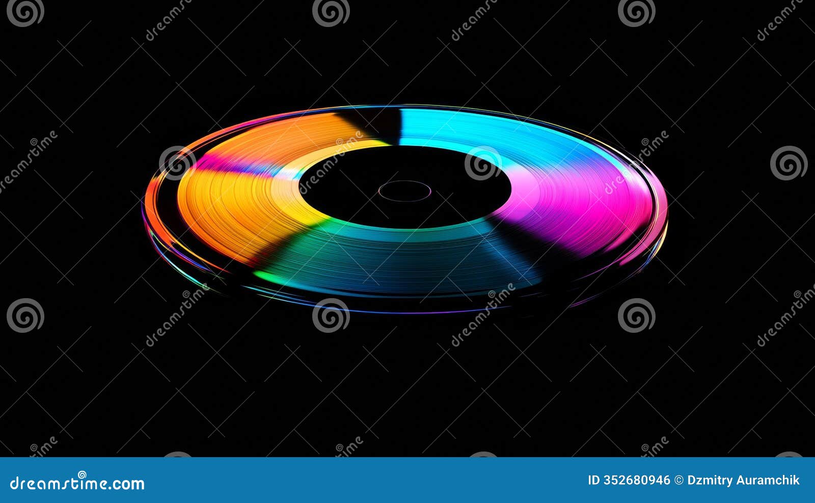 A Glitched CD Reflecting a Spectrum of Colors on a Black Surface Stock ...
