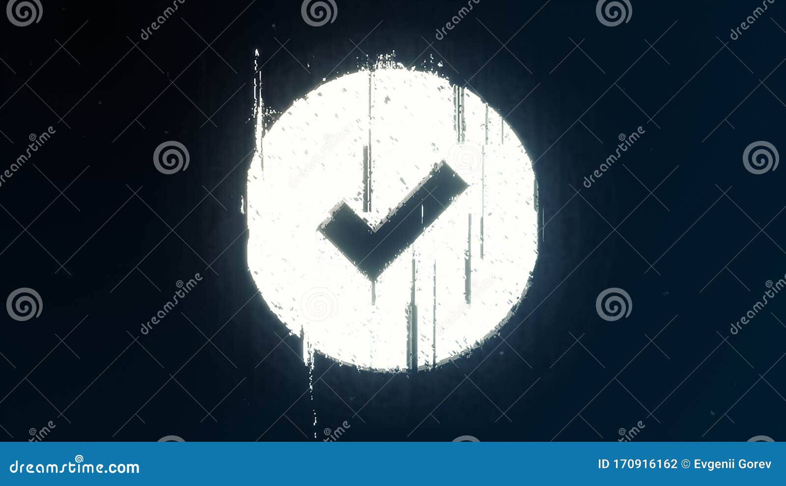 Glitched Check Icon. Distorted Checkmark Approval Symbol Stock ...