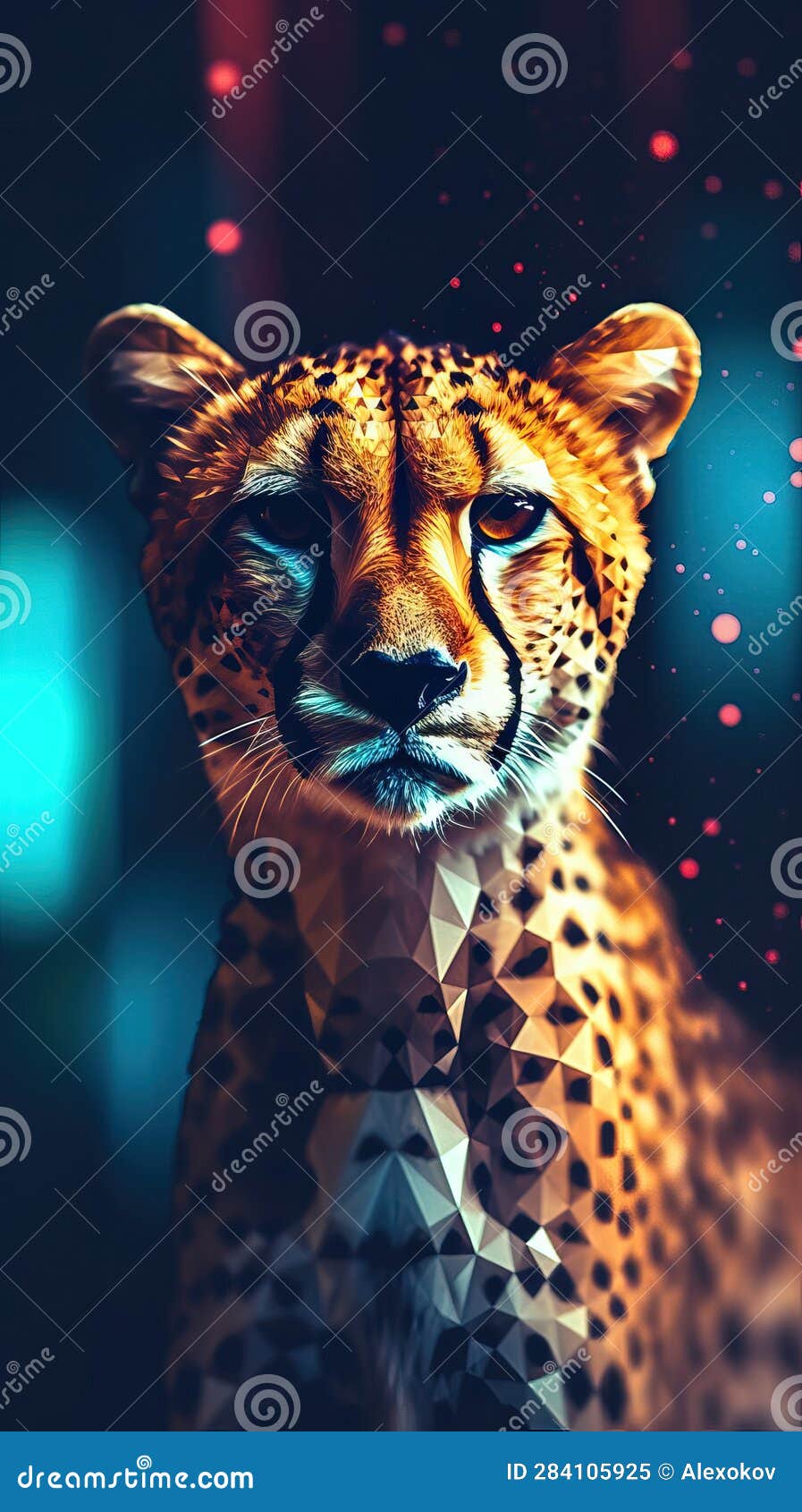 Glitched Cheetah on Dark Background. Stock Image - Image of animal ...