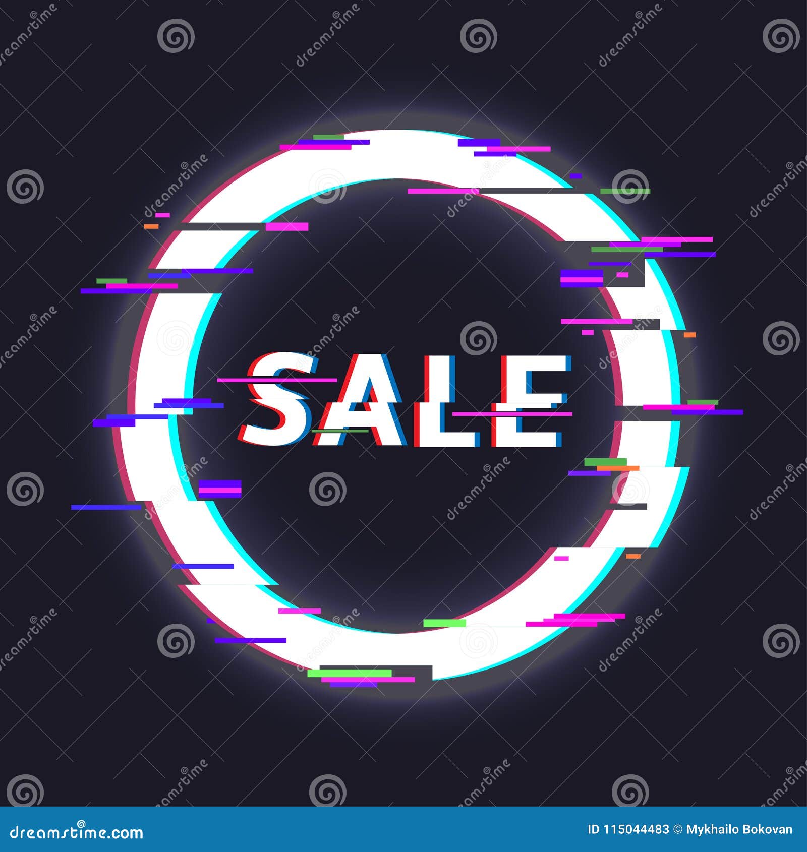 Glitched circle frame stock vector. Illustration of color - 115044483